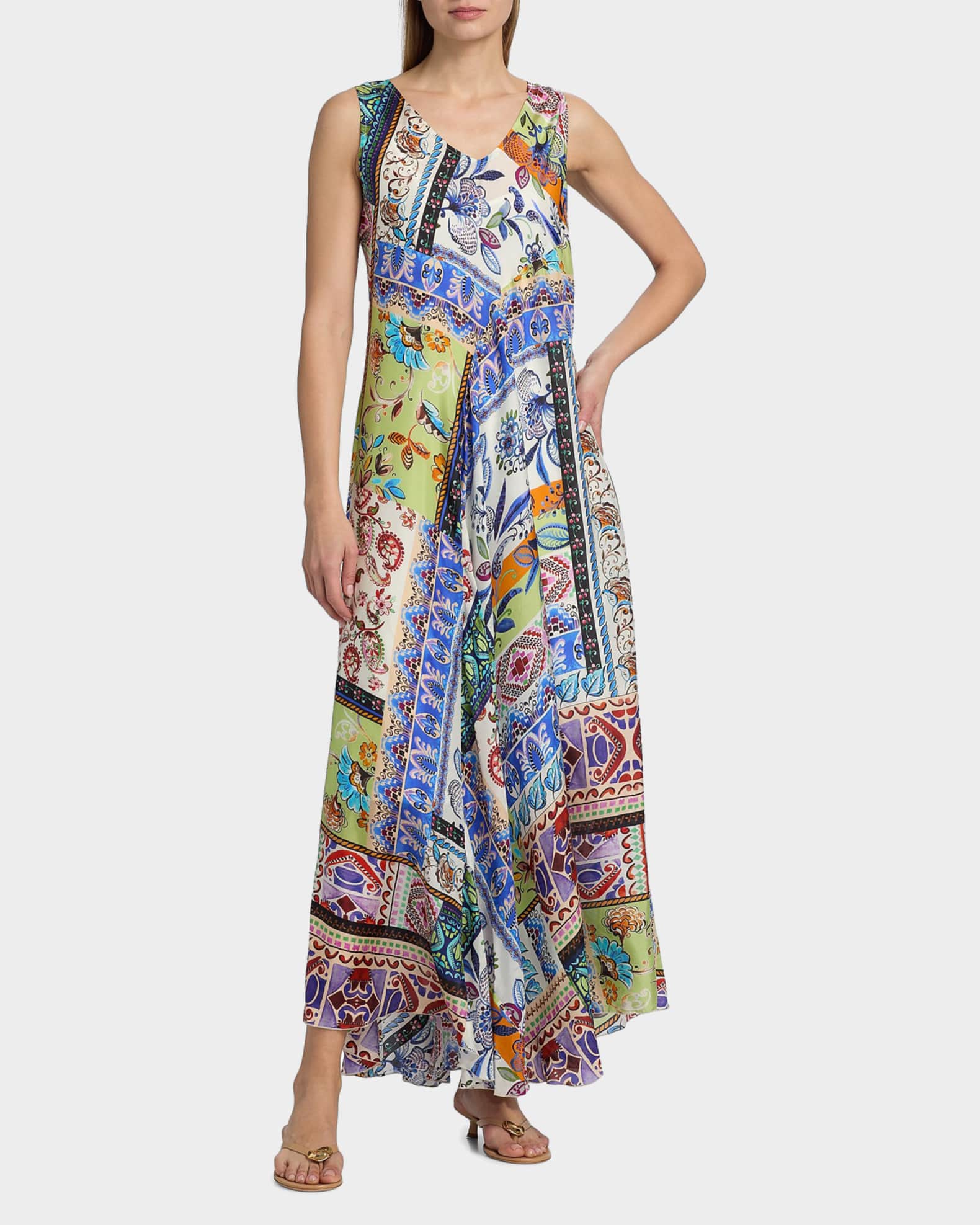 Johnny Was Armeria Floral-Print Silk Maxi Dress | Neiman Marcus