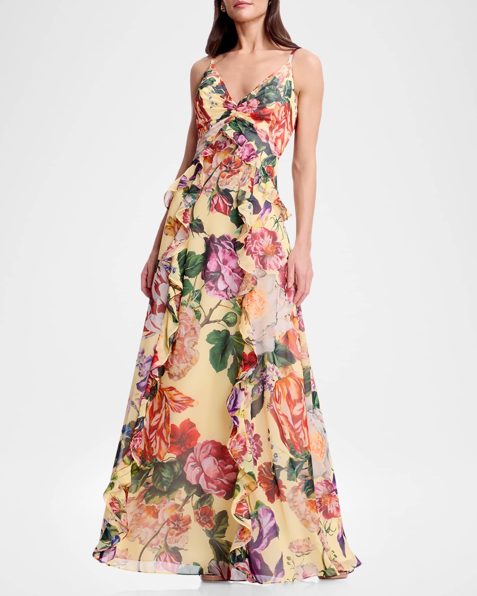 Dress the Population Black Label Jayden Floral-Print Chiffon Maxi Dress ...
