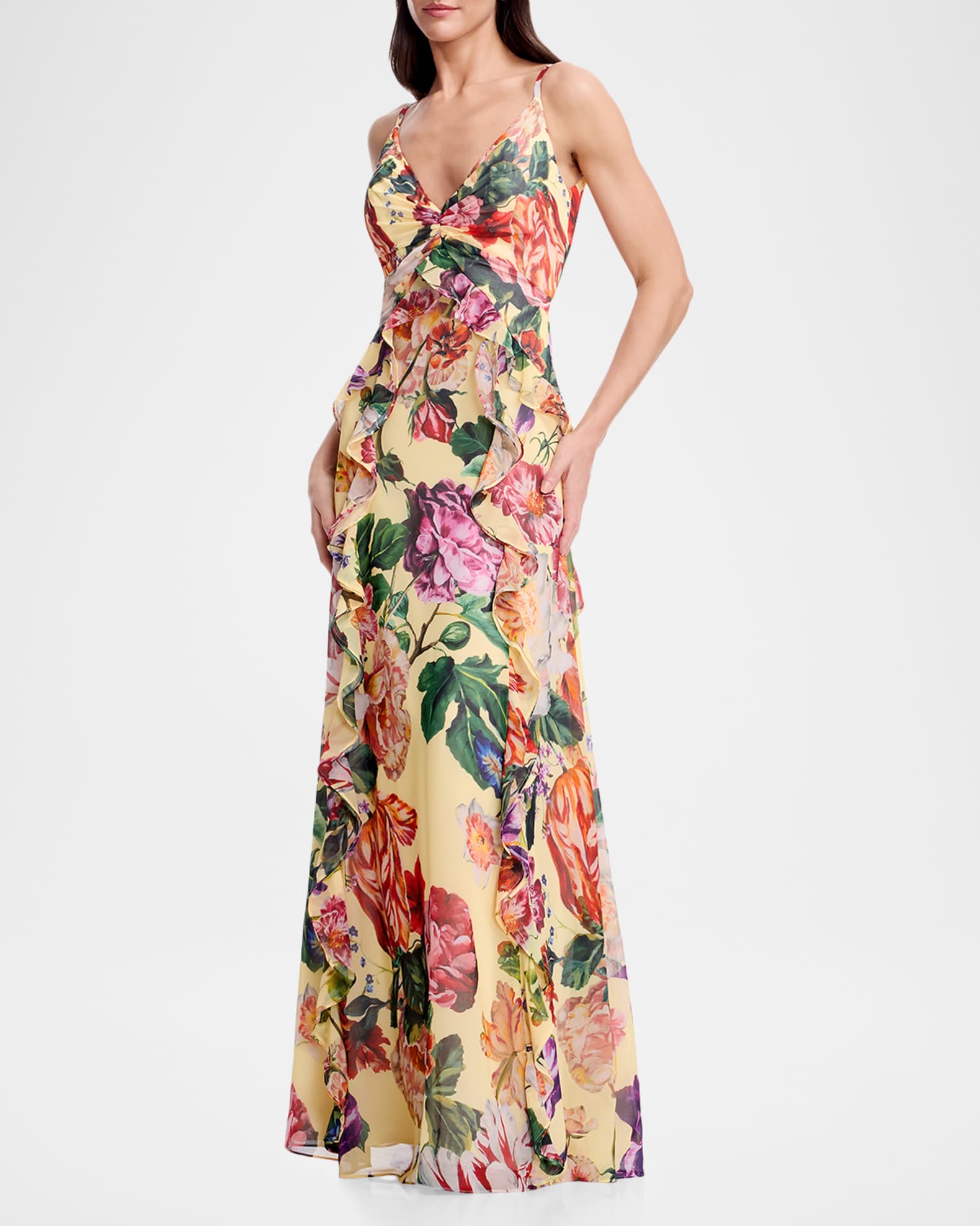 Dress the Population Black Label Jayden Floral-Print Chiffon Maxi Dress ...