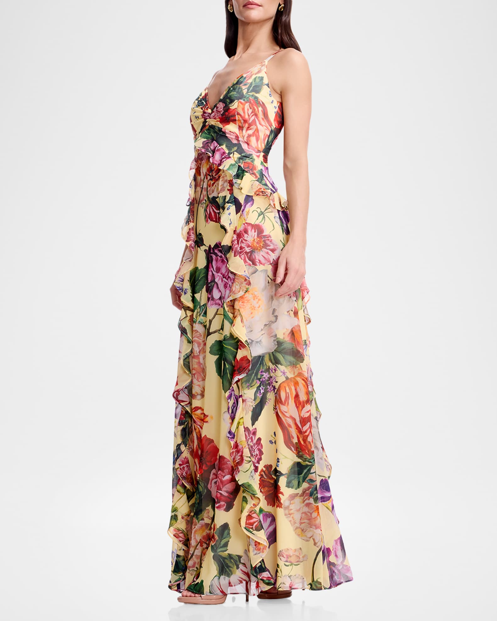 Dress the Population Black Label Jayden Floral-Print Chiffon Maxi Dress ...