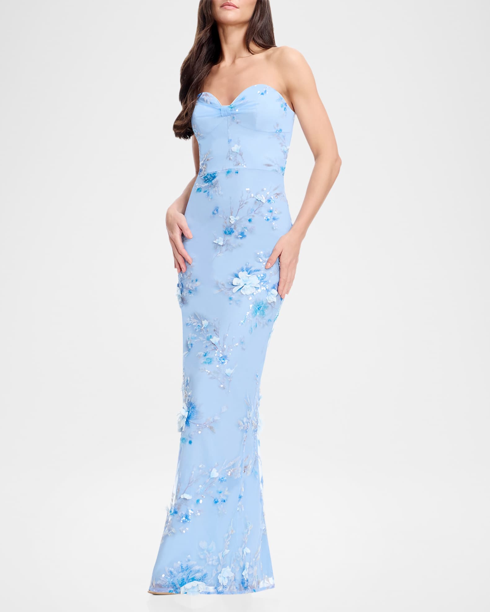 Dress the Population Black Label Daisy Strapless Sequin Floral Column ...