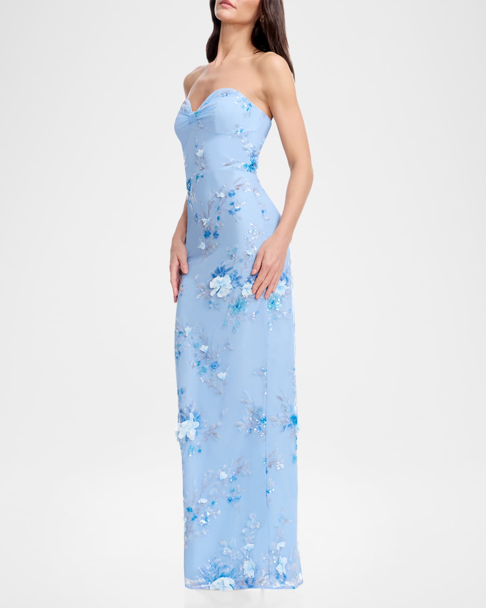 Dress the Population Black Label Daisy Strapless Sequin Floral Column ...