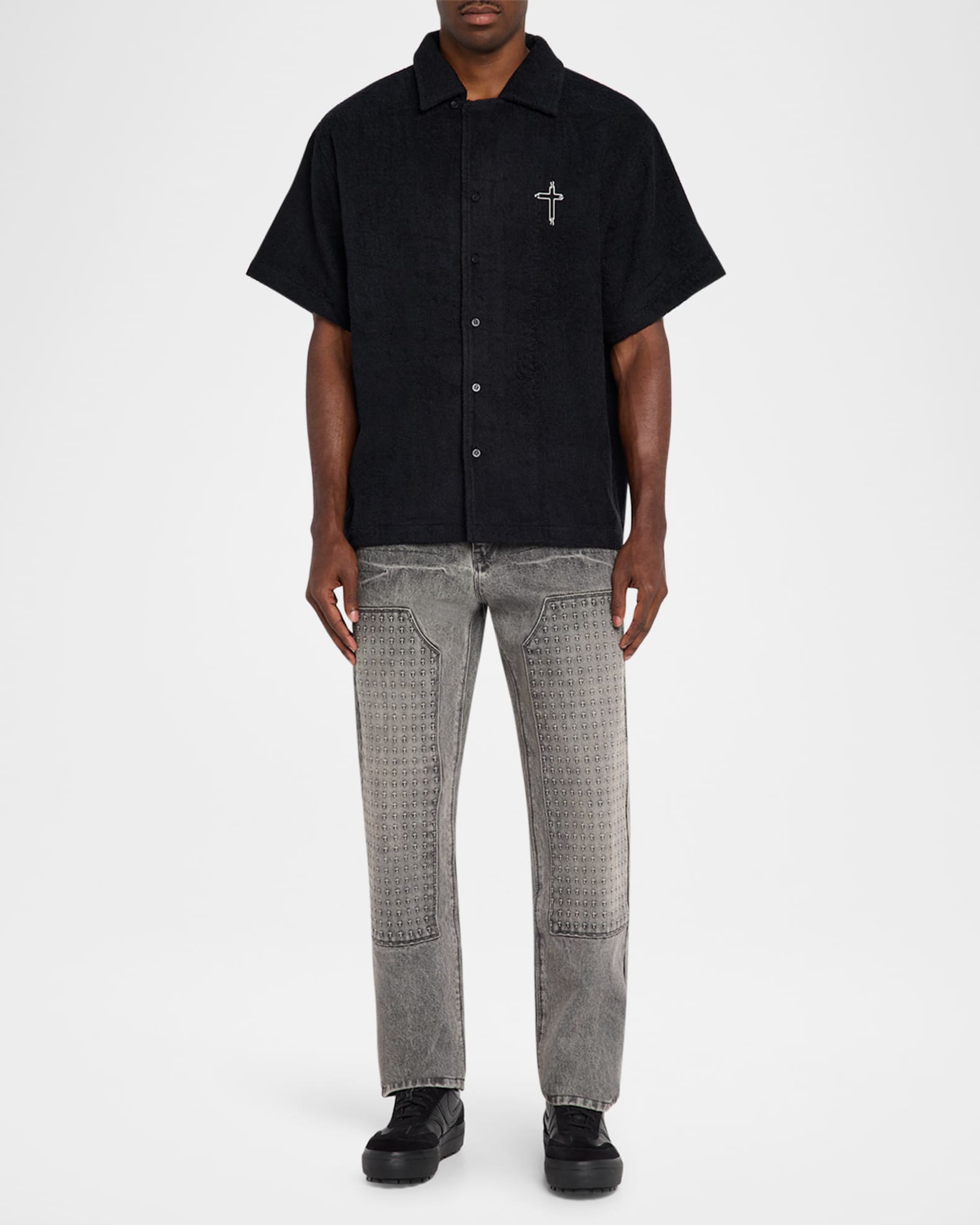 RTA Men's Chaparral Nathan Cotton Terry Camp Shirt | Neiman Marcus