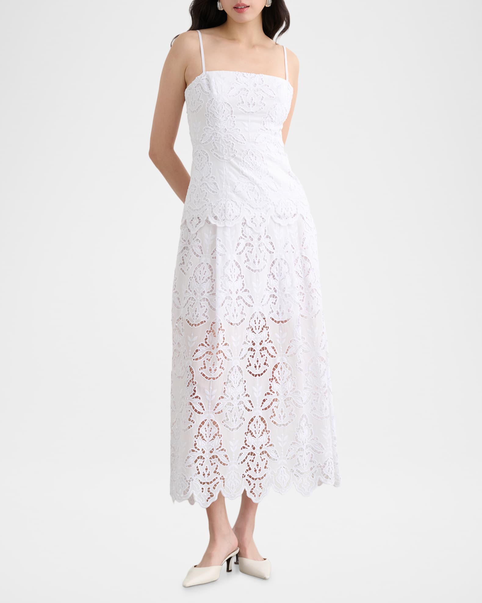 Toccin Stacy Embroidered Midi Skirt | Neiman Marcus