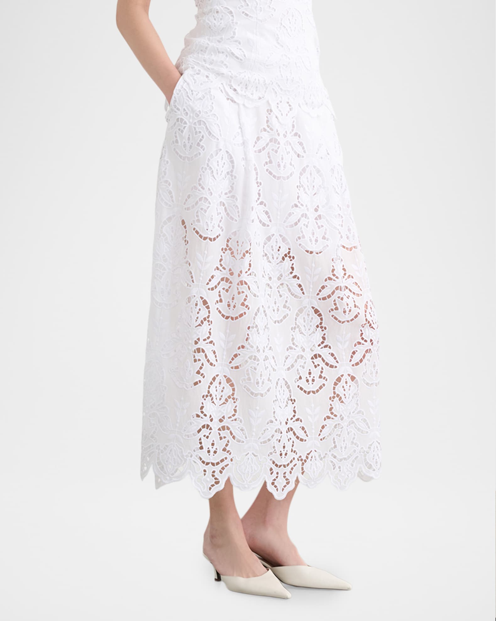 Toccin Stacy Embroidered Midi Skirt | Neiman Marcus