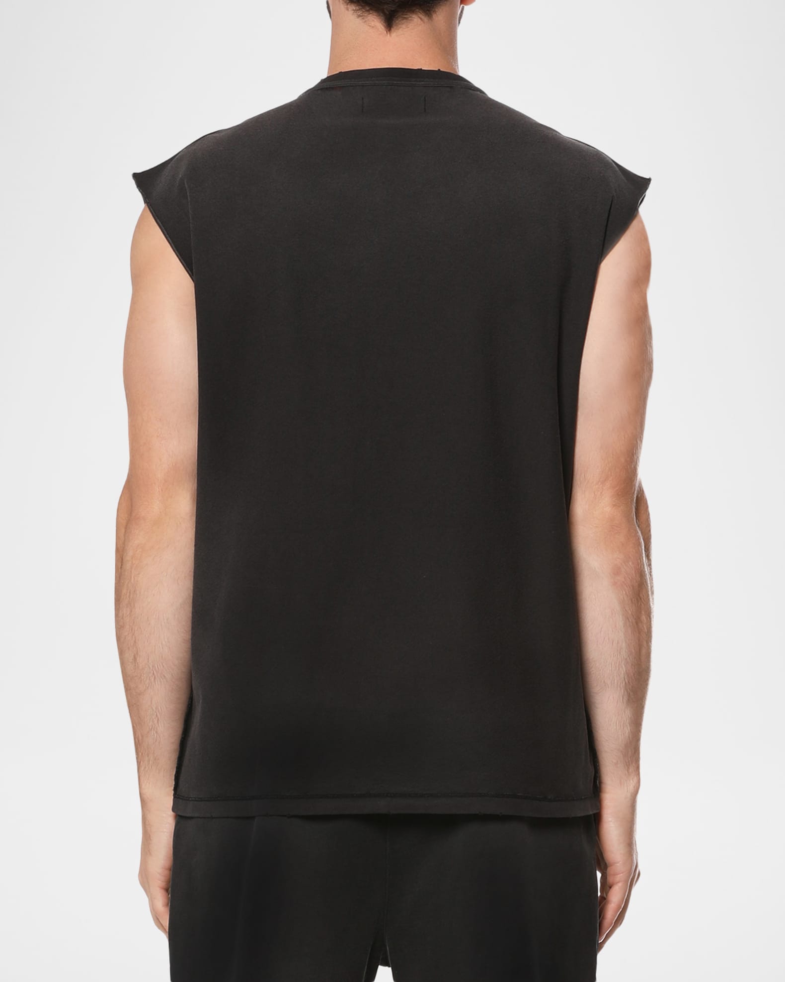 PURPLE Men's Distressed Cotton Gym Logo Sleeveless T-Shirt | Neiman Marcus