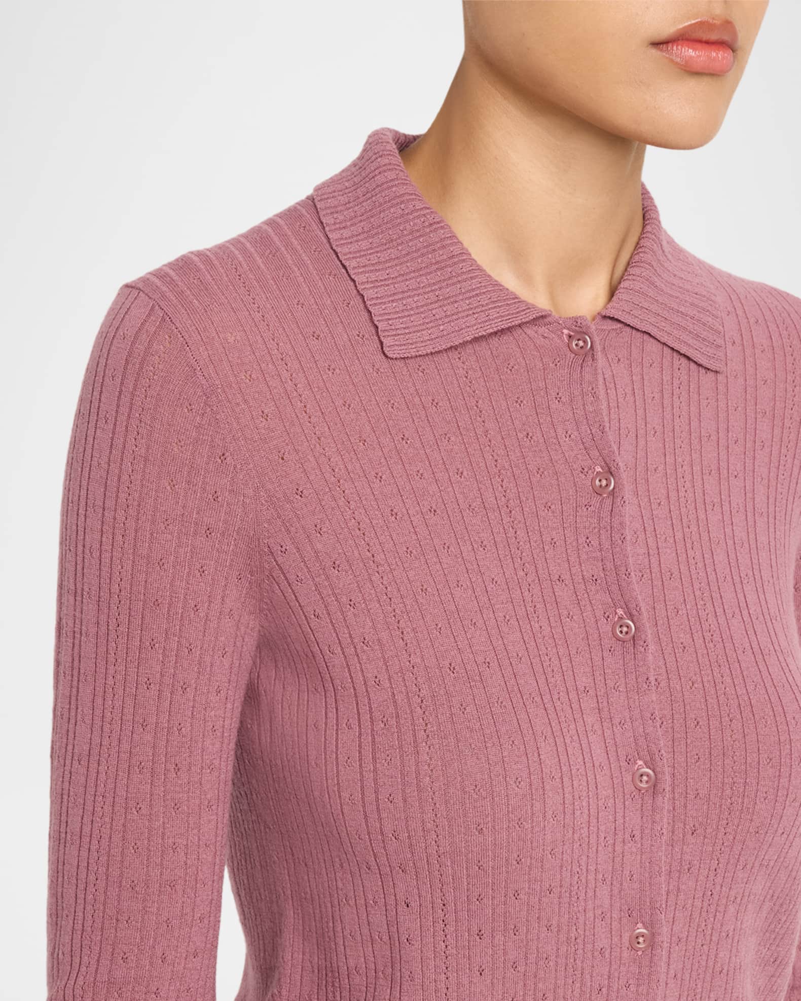 Vince Pointelle Wool Cardigan | Neiman Marcus