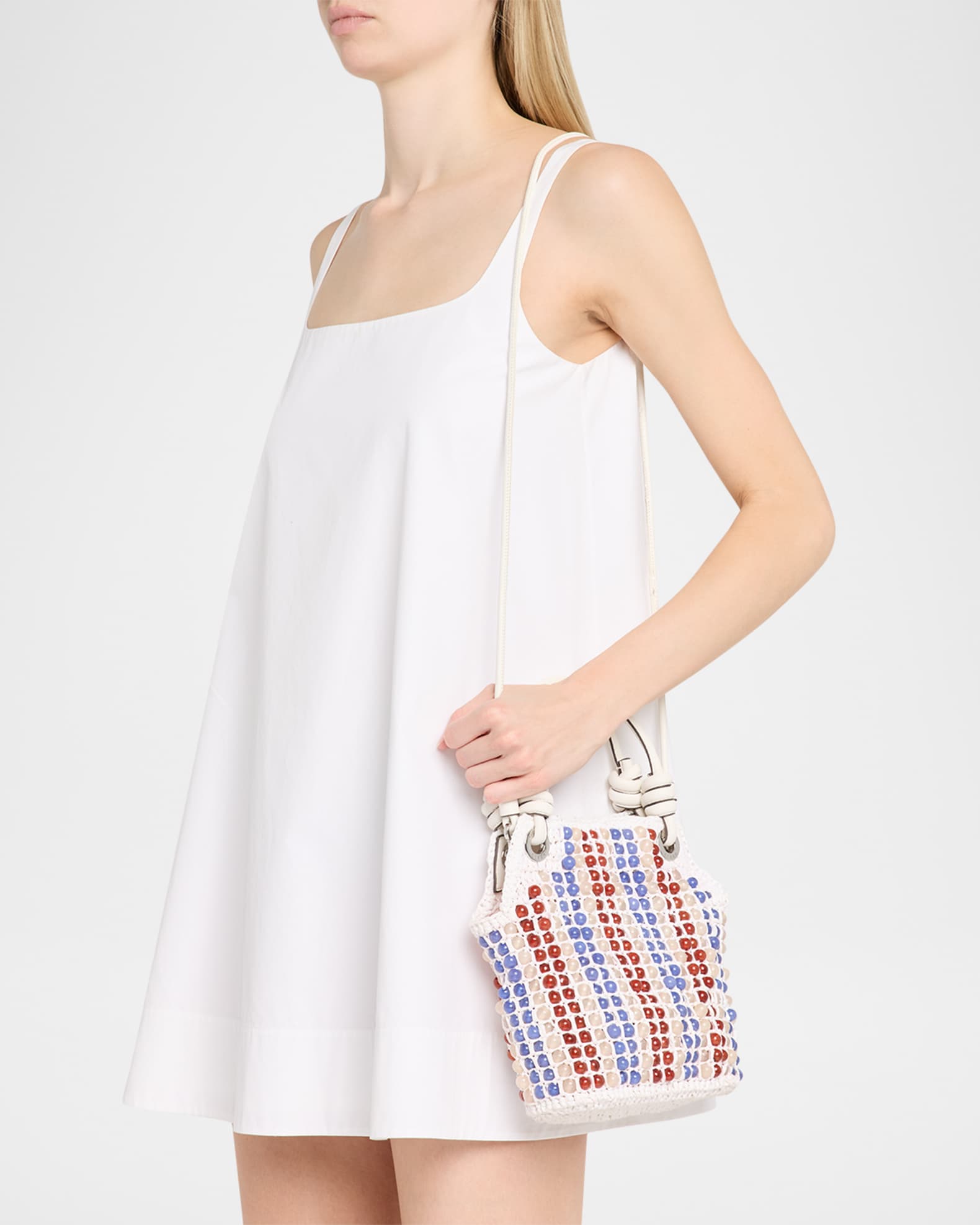 Veronica Beard Slouch Small Beaded Raffia Top-Handle Bag | Neiman Marcus