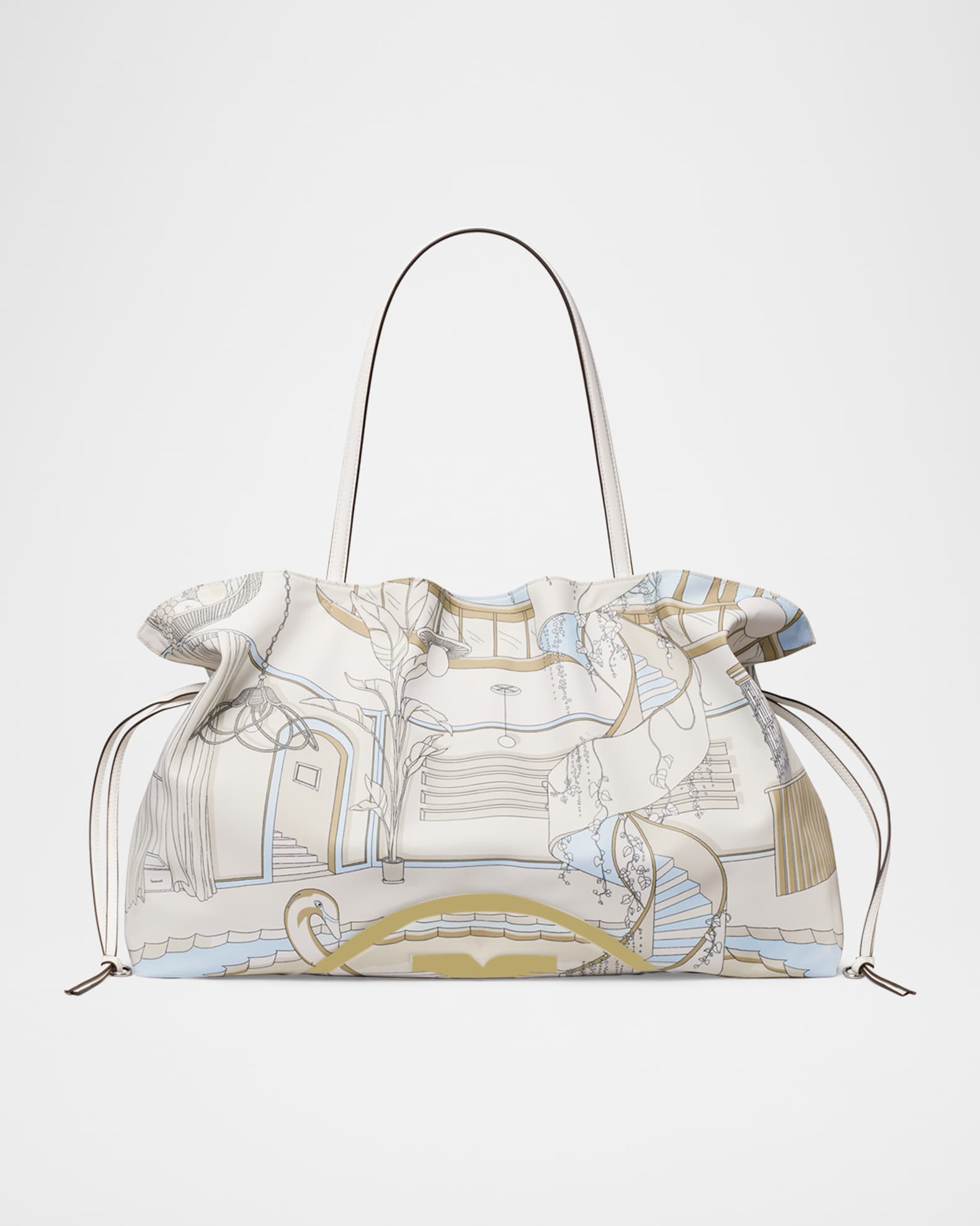 Tory Burch Ella Large Printed Drawstring Tote Bag | Neiman Marcus