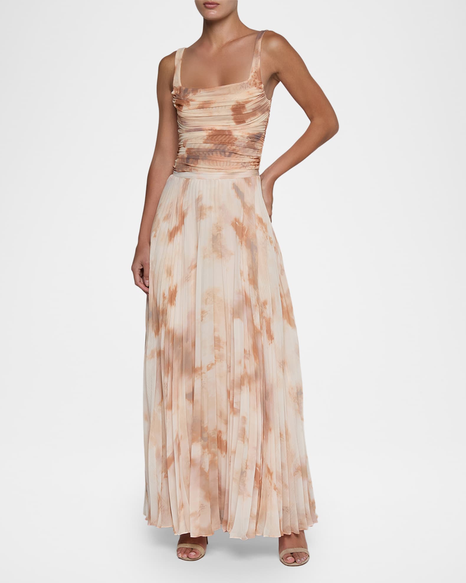 L'Agence Torin Pleated Chiffon Maxi Skirt | Neiman Marcus