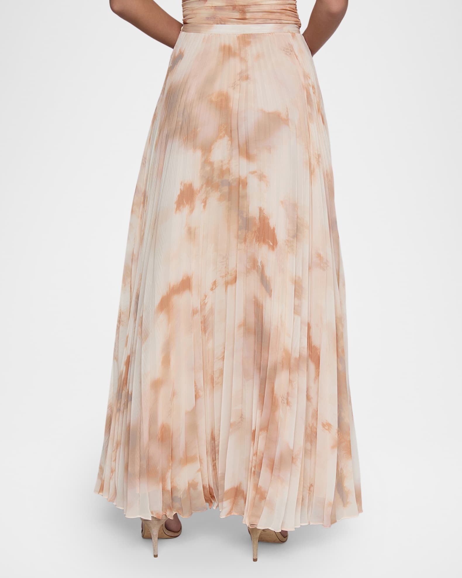 L'Agence Torin Pleated Chiffon Maxi Skirt | Neiman Marcus