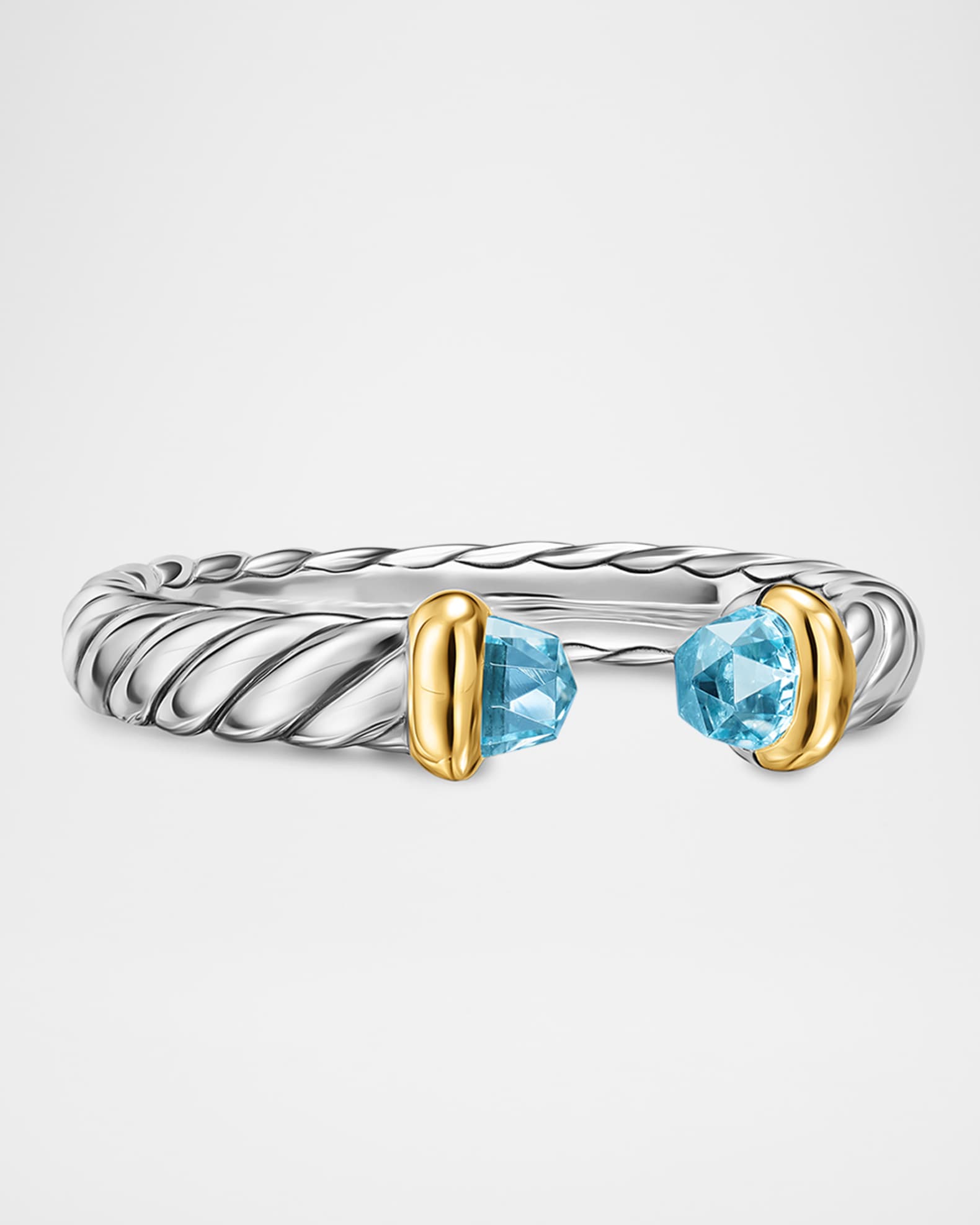 David Yurman Cable Flex Open Ring in Silver and 14K Gold, 3.4mm ...