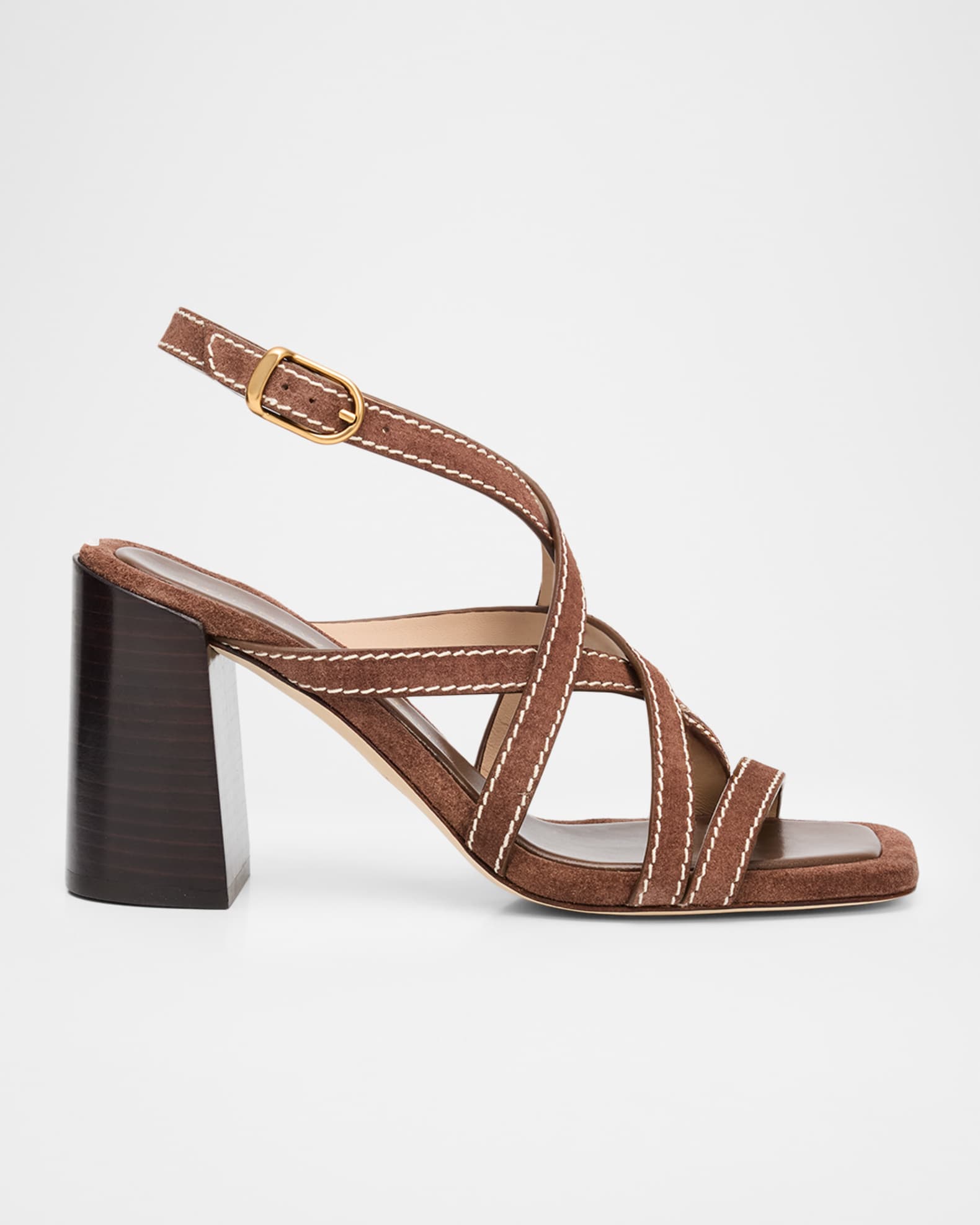 Stuart Weitzman 85mm Park Suede Block-Heel Sandals | Neiman Marcus