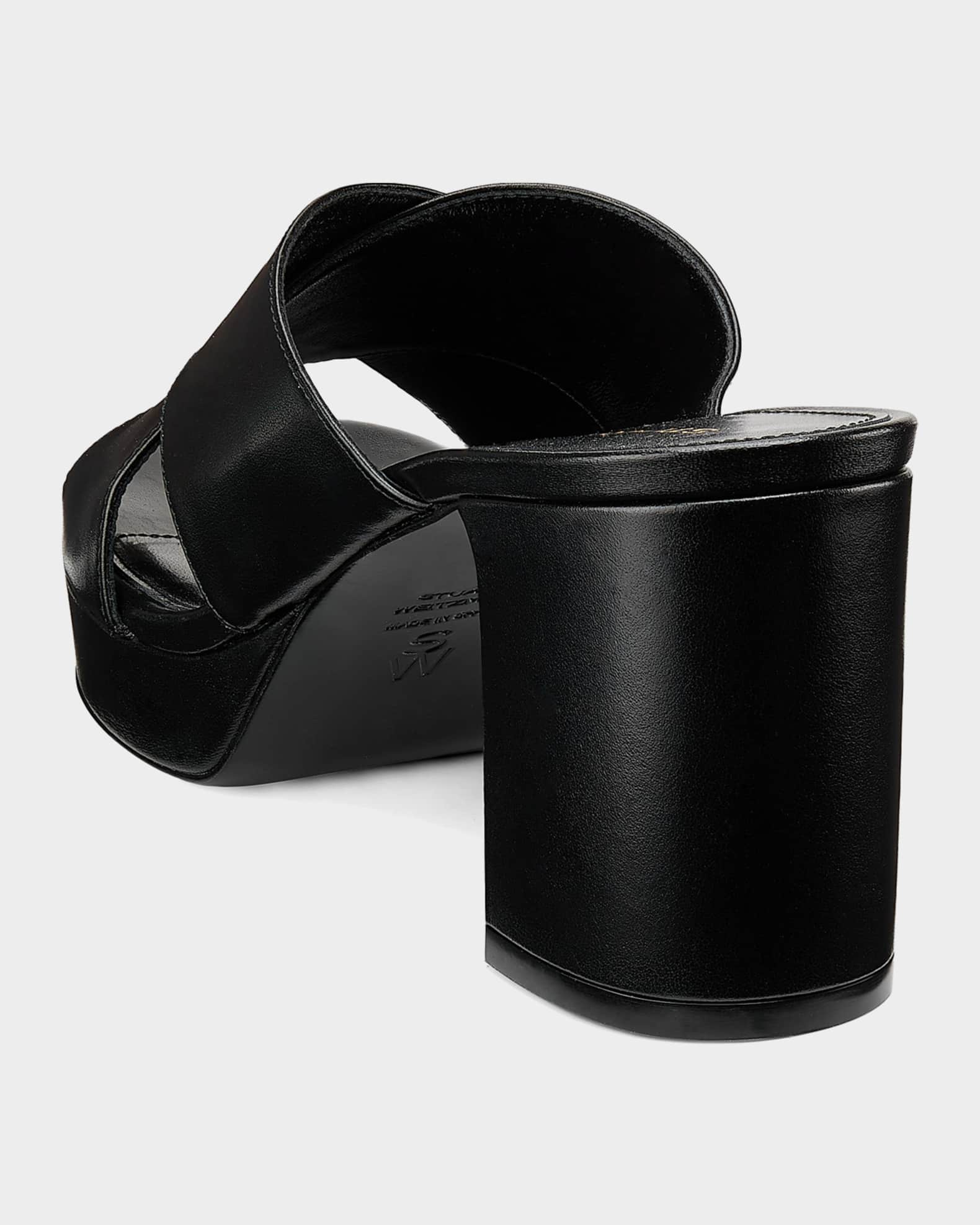 Stuart Weitzman 80mm Dayna Leather Platform Sandals | Neiman Marcus