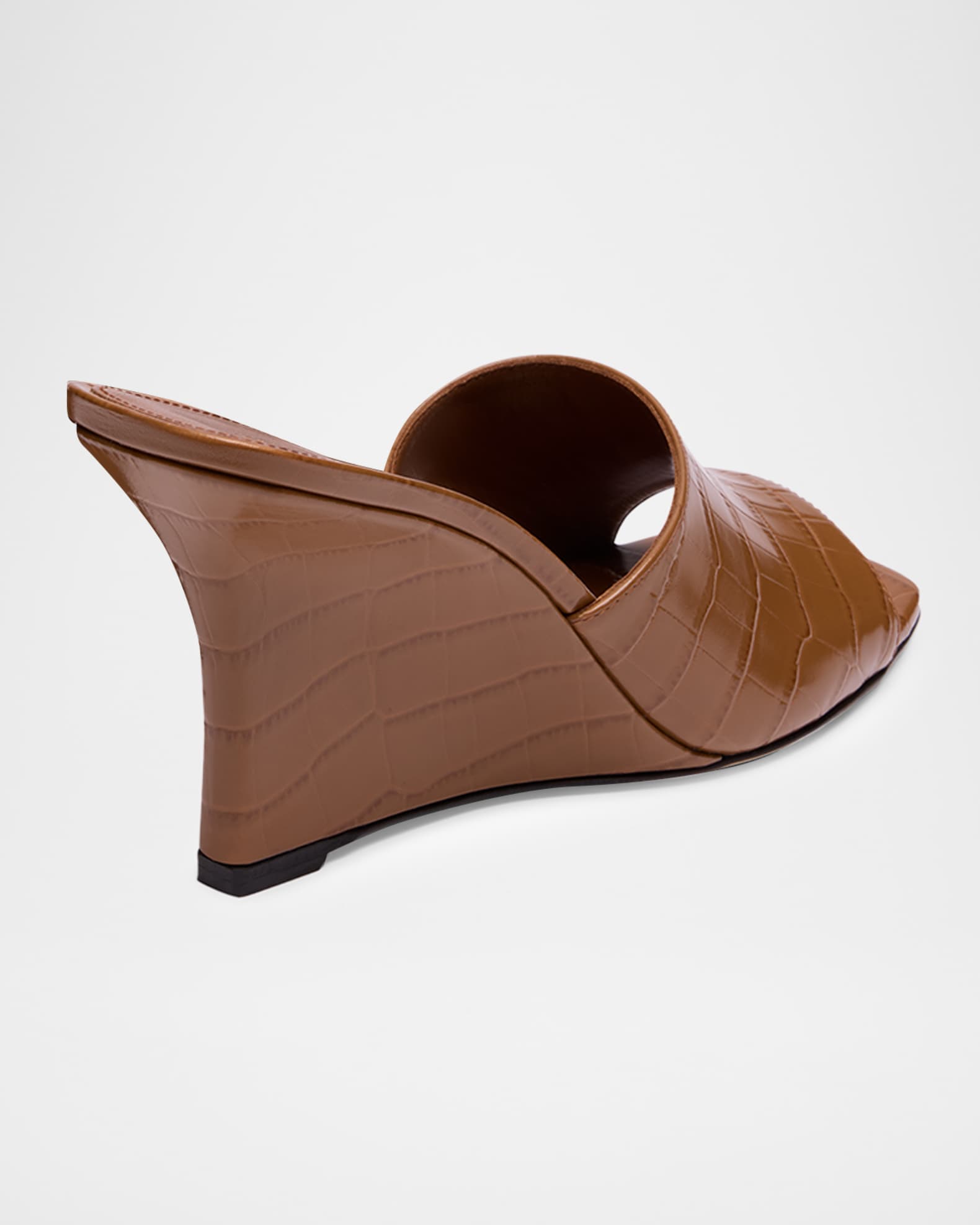 Stuart Weitzman 85mm Vinnie Croc-Embossed Leather Wedge Mules | Neiman ...