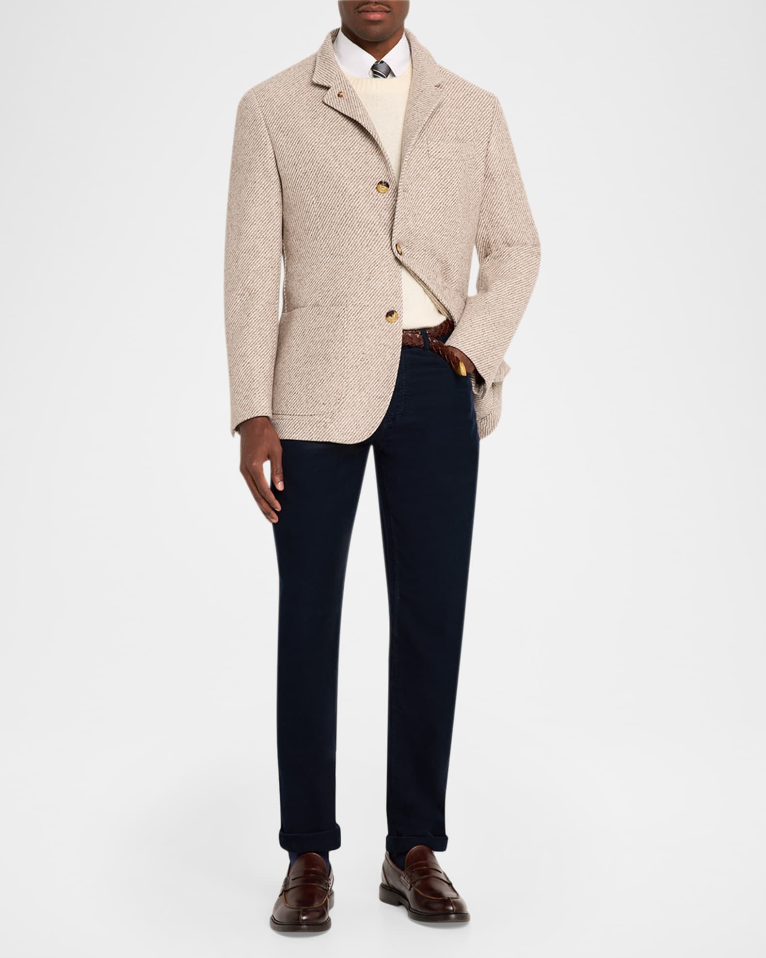 Brunello Cucinelli Men's Cashmere and Silk Diagonal Stripe Sport Coat ...