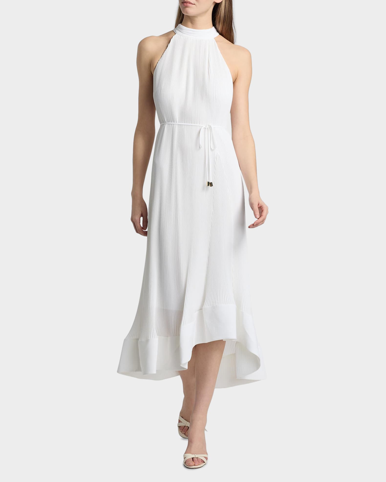 Milly Nalani Pleated Midi-Dress | Neiman Marcus