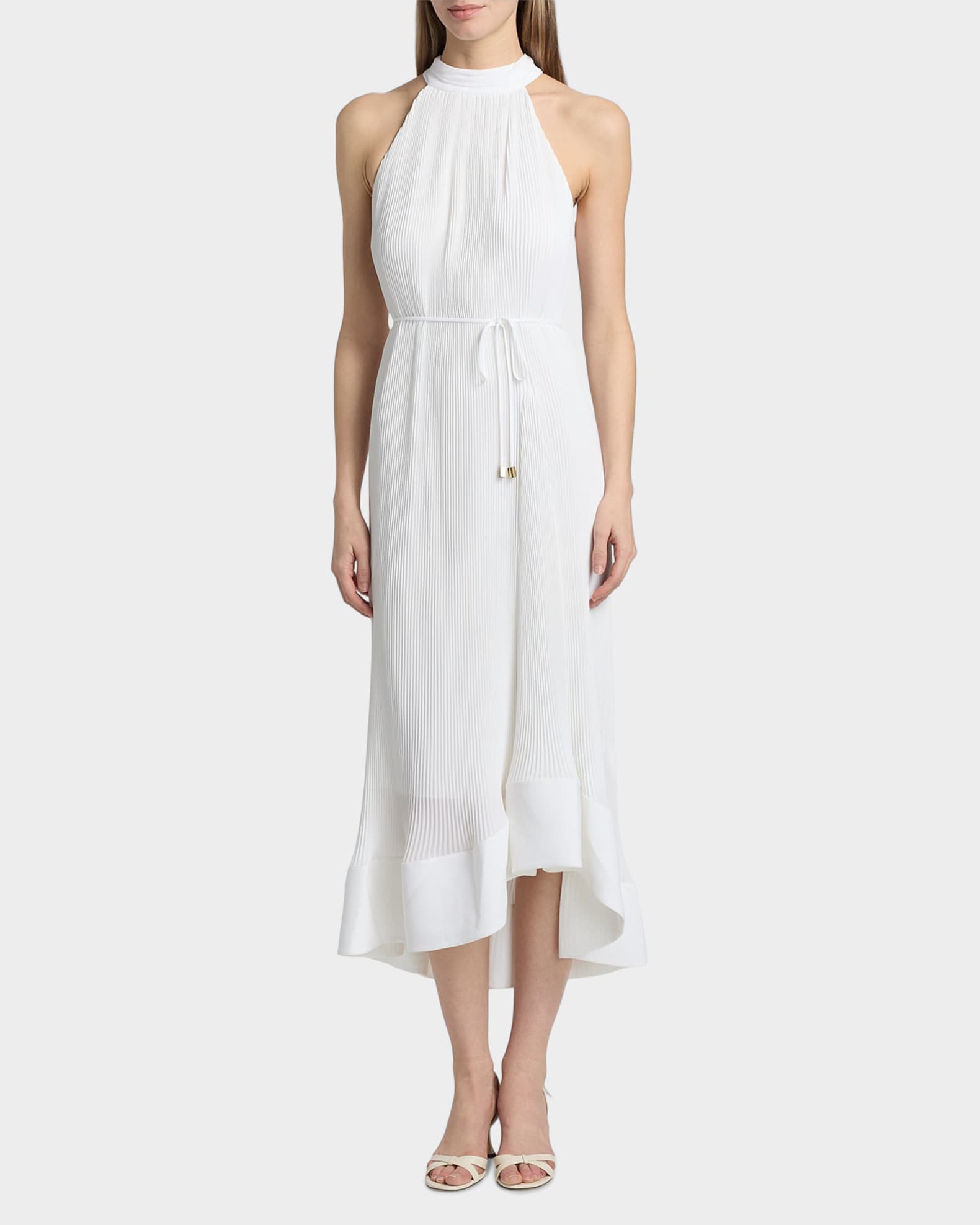 Milly Nalani Pleated Midi-Dress | Neiman Marcus