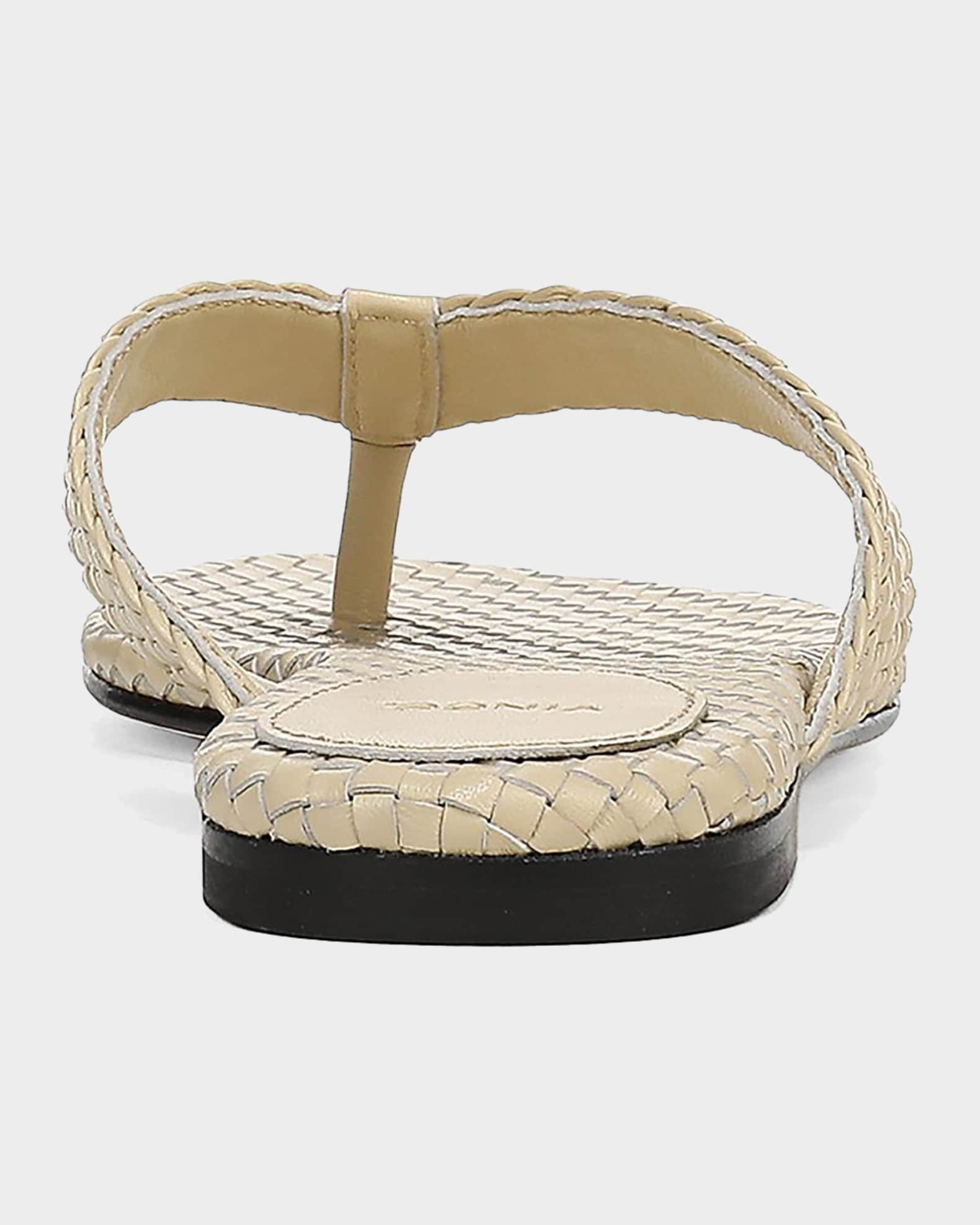 Vince Lotus Woven Leather Flat Thong Sandals | Neiman Marcus