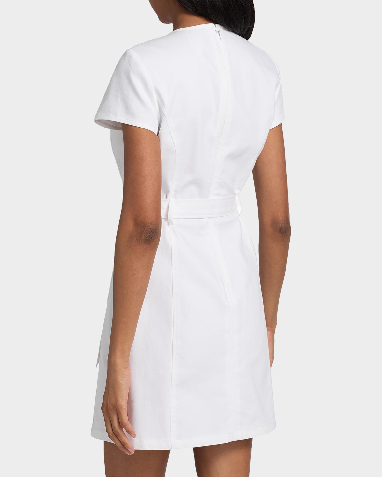 Cinq a Sept Jaclyn Lace-Pocket Denim Minidress | Neiman Marcus