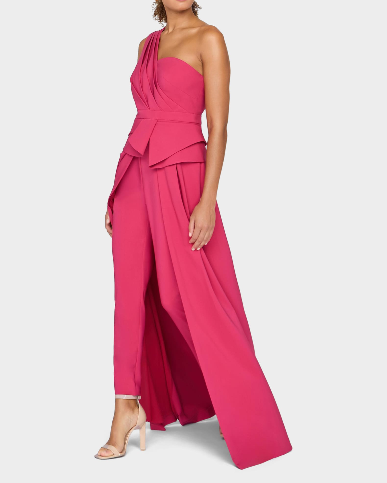 Kay Unger New York Everette One-Shoulder Walk-Thru Jumpsuit | Neiman Marcus