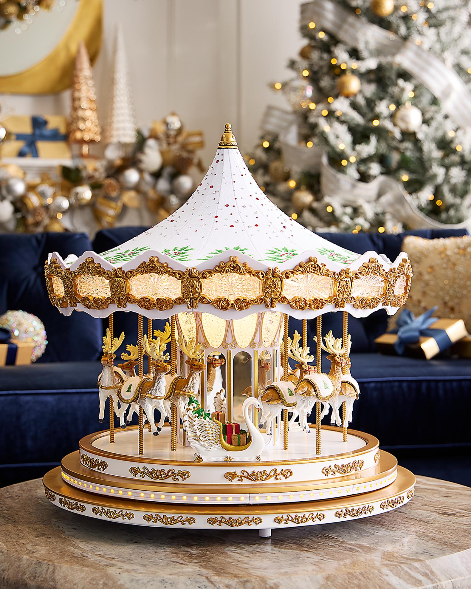 Mr. Christmas Holiday Holly Carousel Christmas Decor | Neiman Marcus
