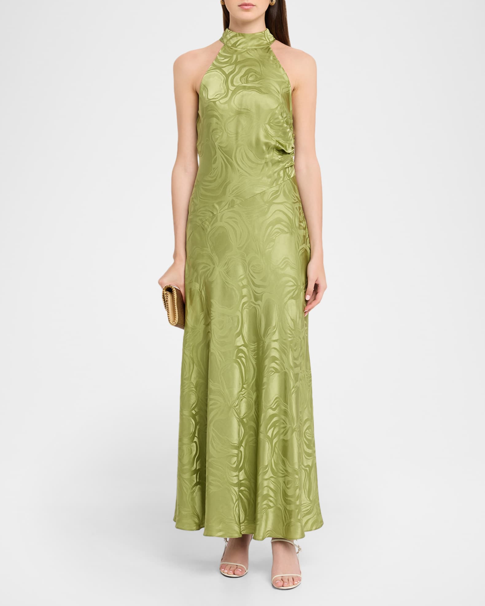 Tanya Taylor Anais Silk-Blend Halter Maxi Dress | Neiman Marcus