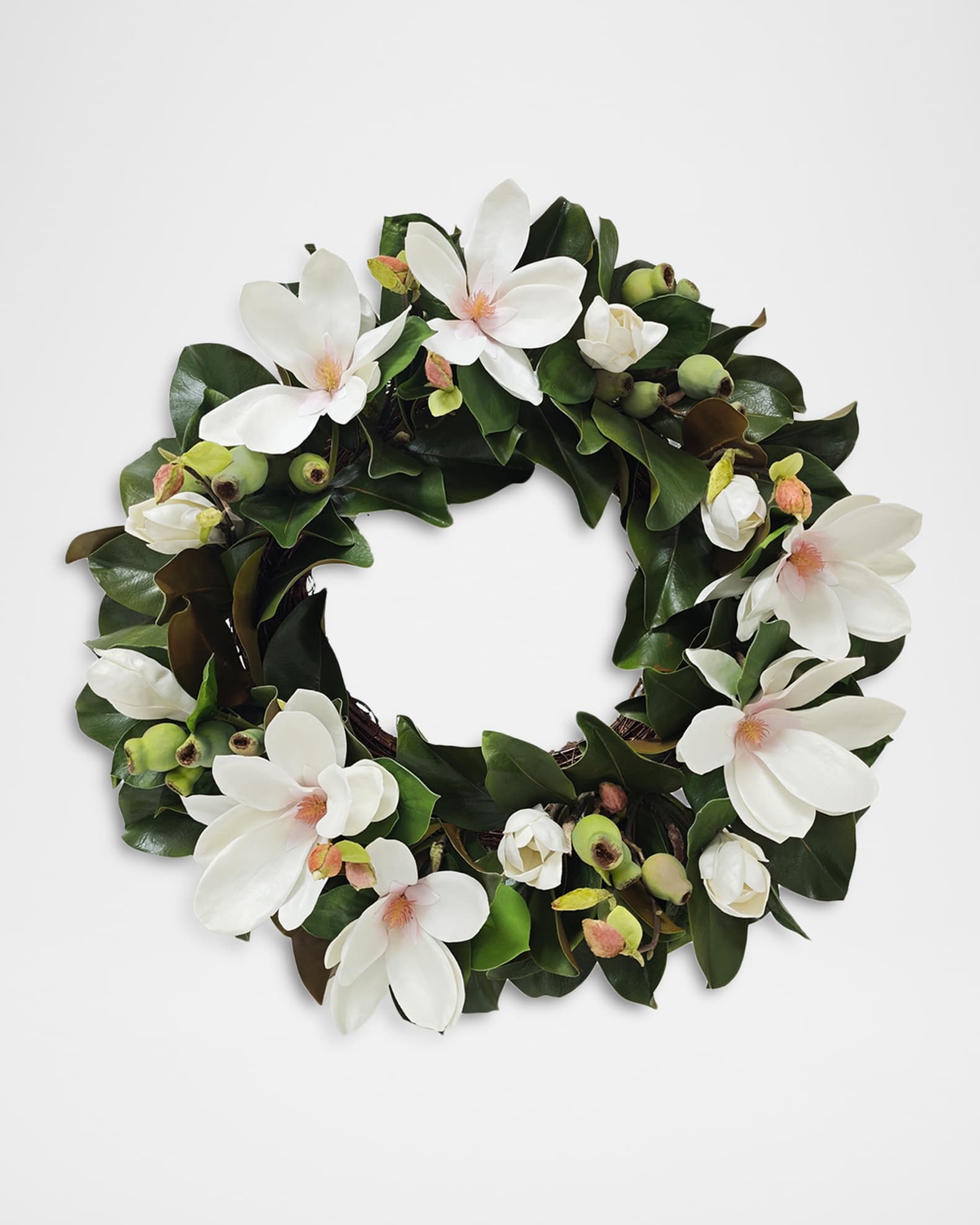 Winward Home Faux Tree Magnolia 24" Wreath | Neiman Marcus