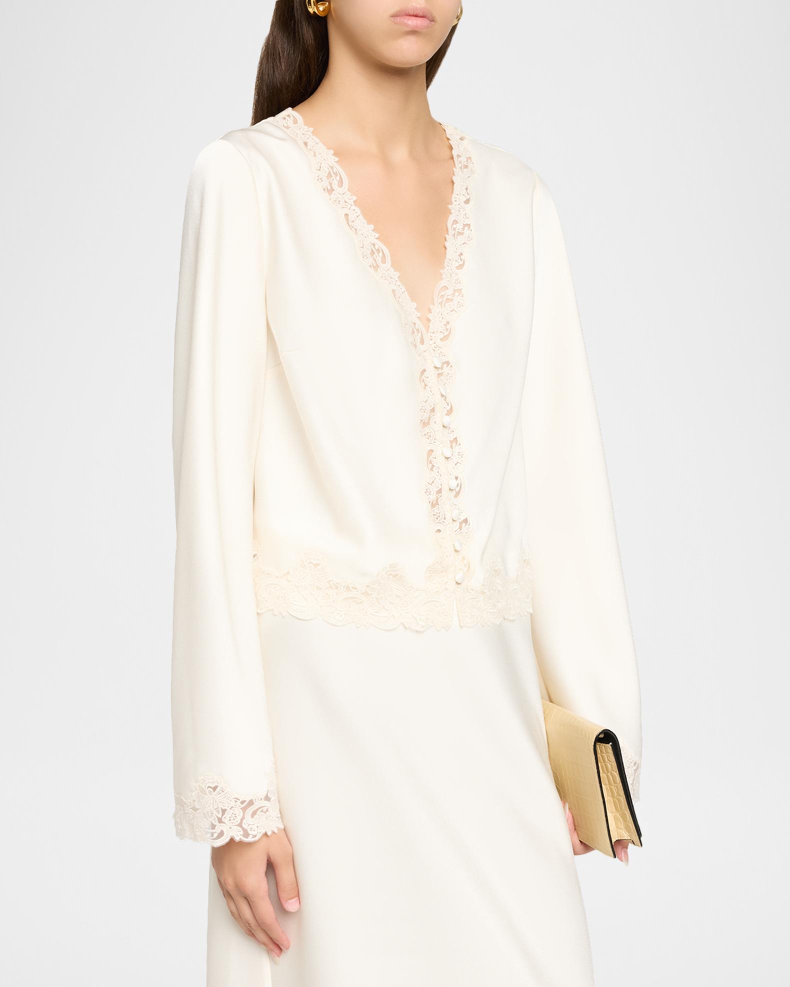 LoveShackFancy Fioretta Lace-Trim Satin Top | Neiman Marcus