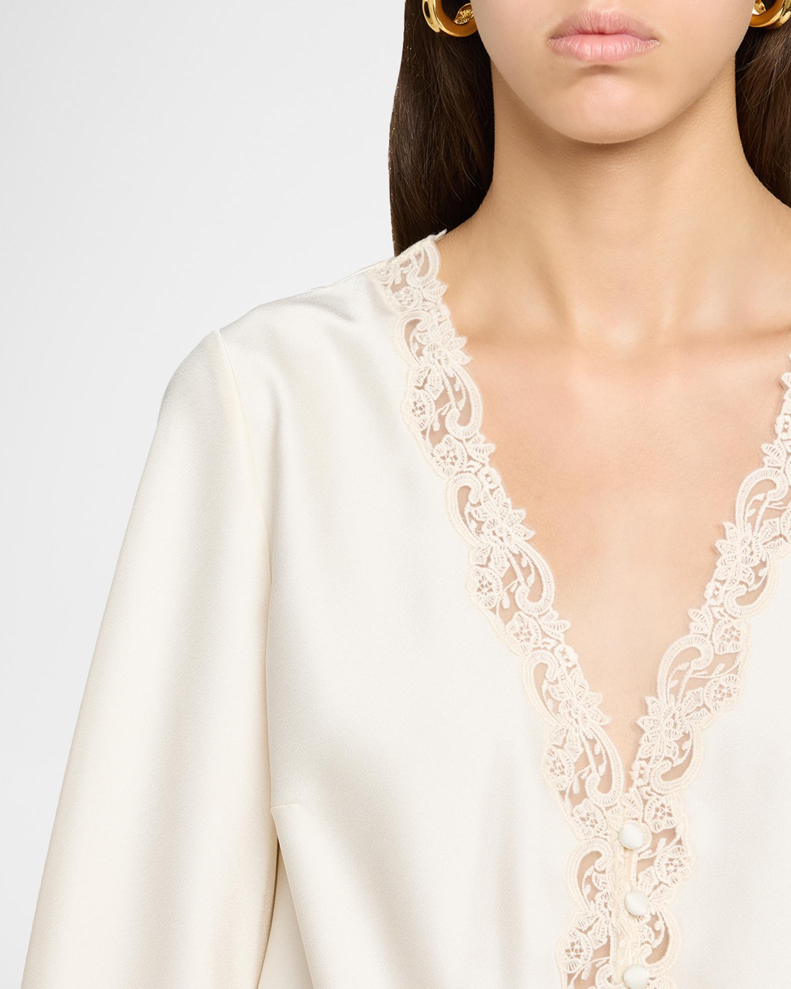 LoveShackFancy Fioretta Lace-Trim Satin Top | Neiman Marcus