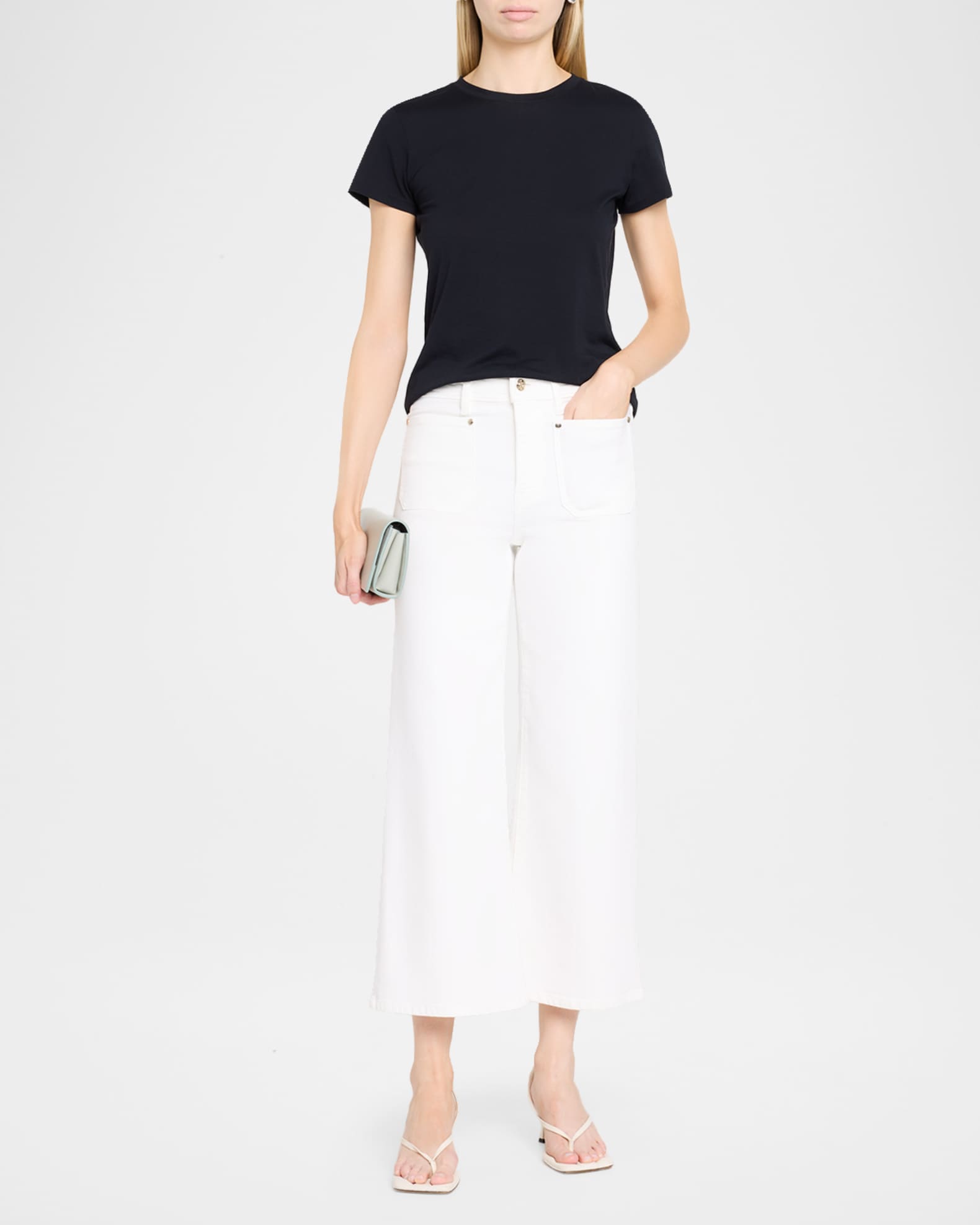 FRAME Le Slim Palazzo Crop Harbor Pocket Jeans | Neiman Marcus