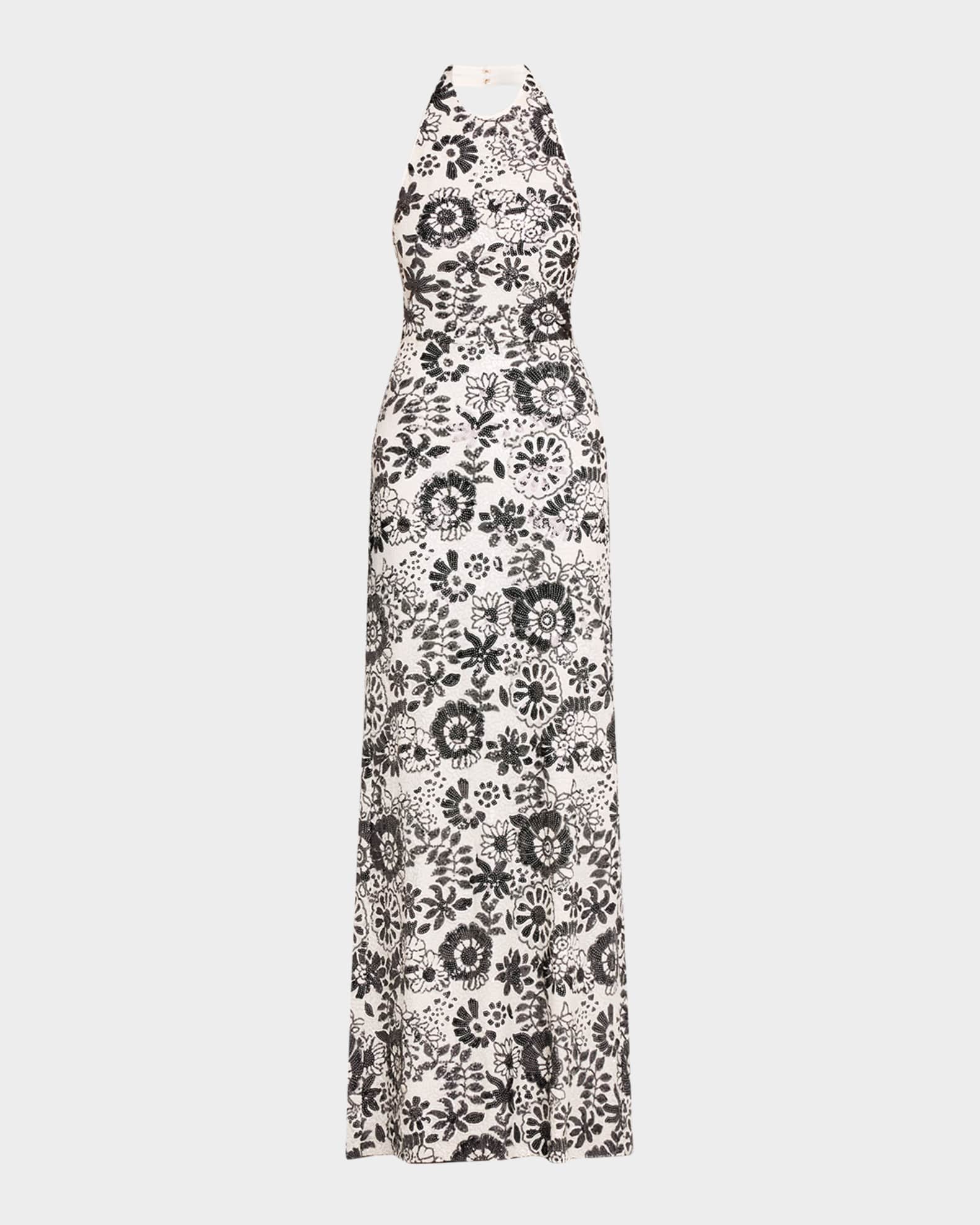 Ramy Brook Candice Floral Sequin Halter Gown | Neiman Marcus