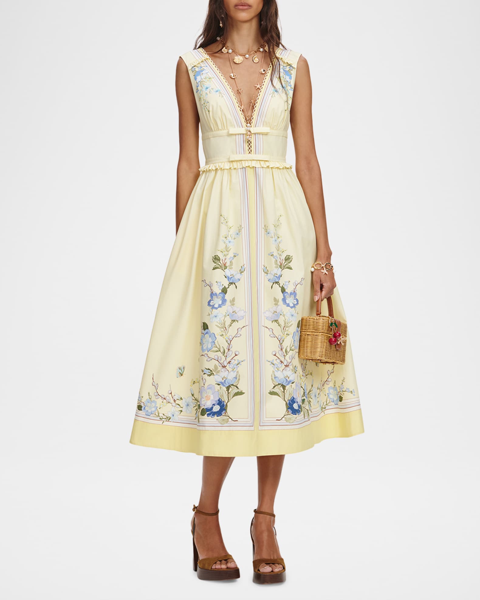 Self-Portrait Floral Cotton Midi Dress | Neiman Marcus