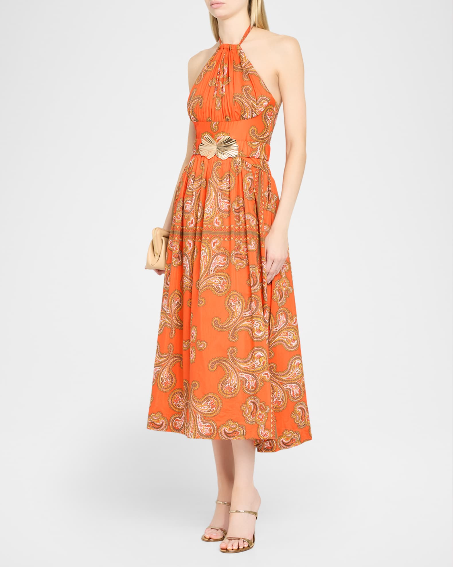 Cara Cara Dena Belted Halter Midi Dress | Neiman Marcus