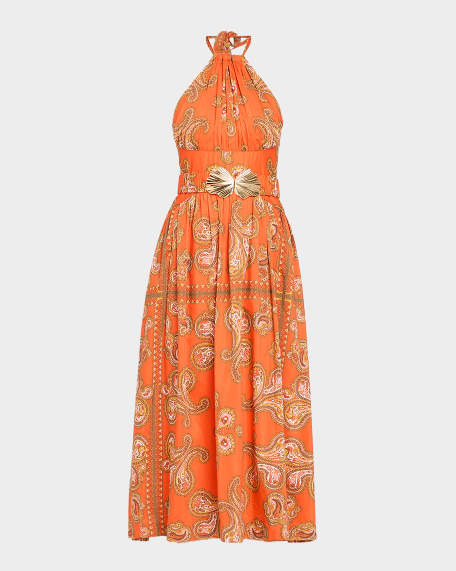 Cara Cara Dena Belted Halter Midi Dress | Neiman Marcus