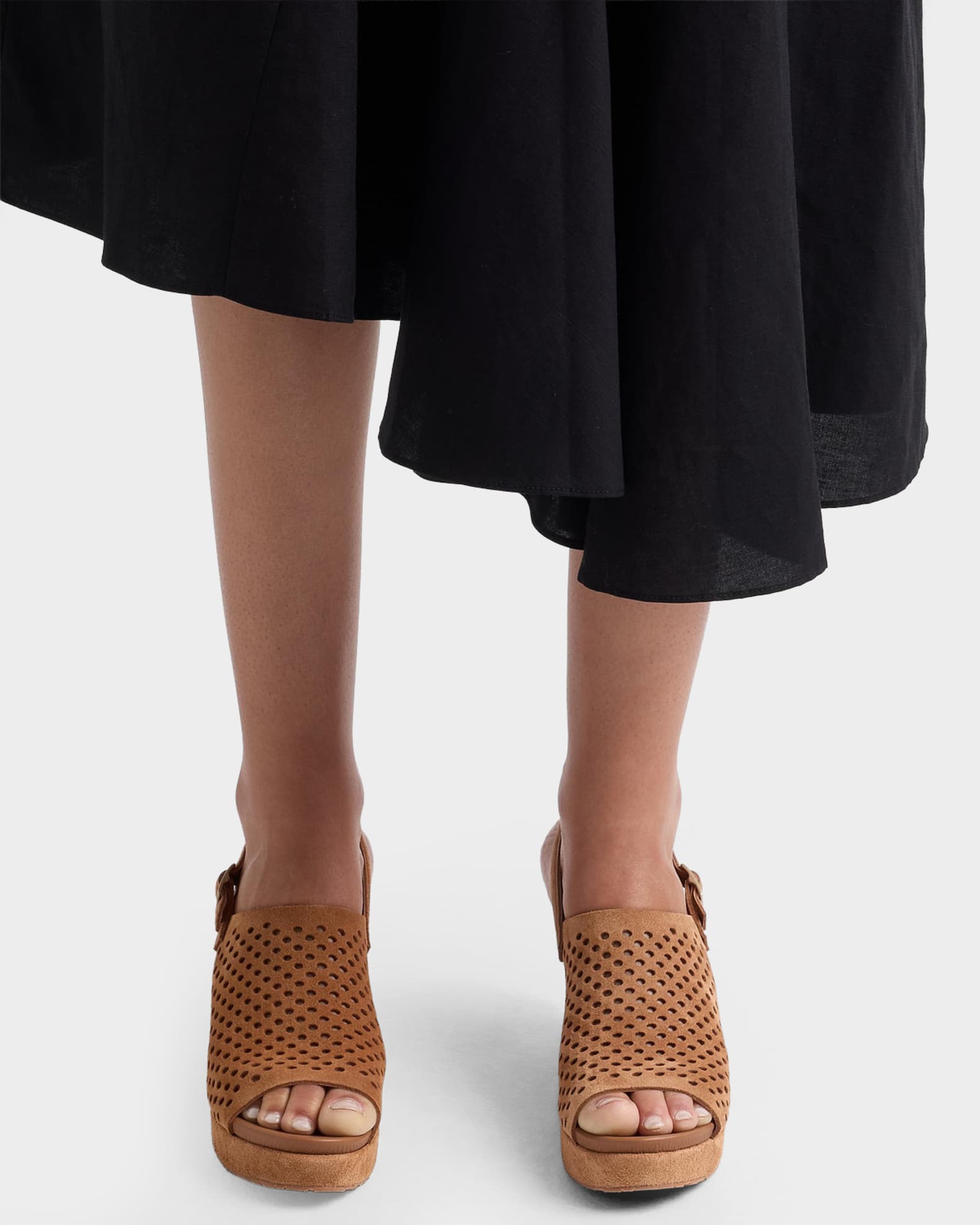 Pedro Garcia 75mm Alvara Perforated Suede Wedge Sandals | Neiman Marcus