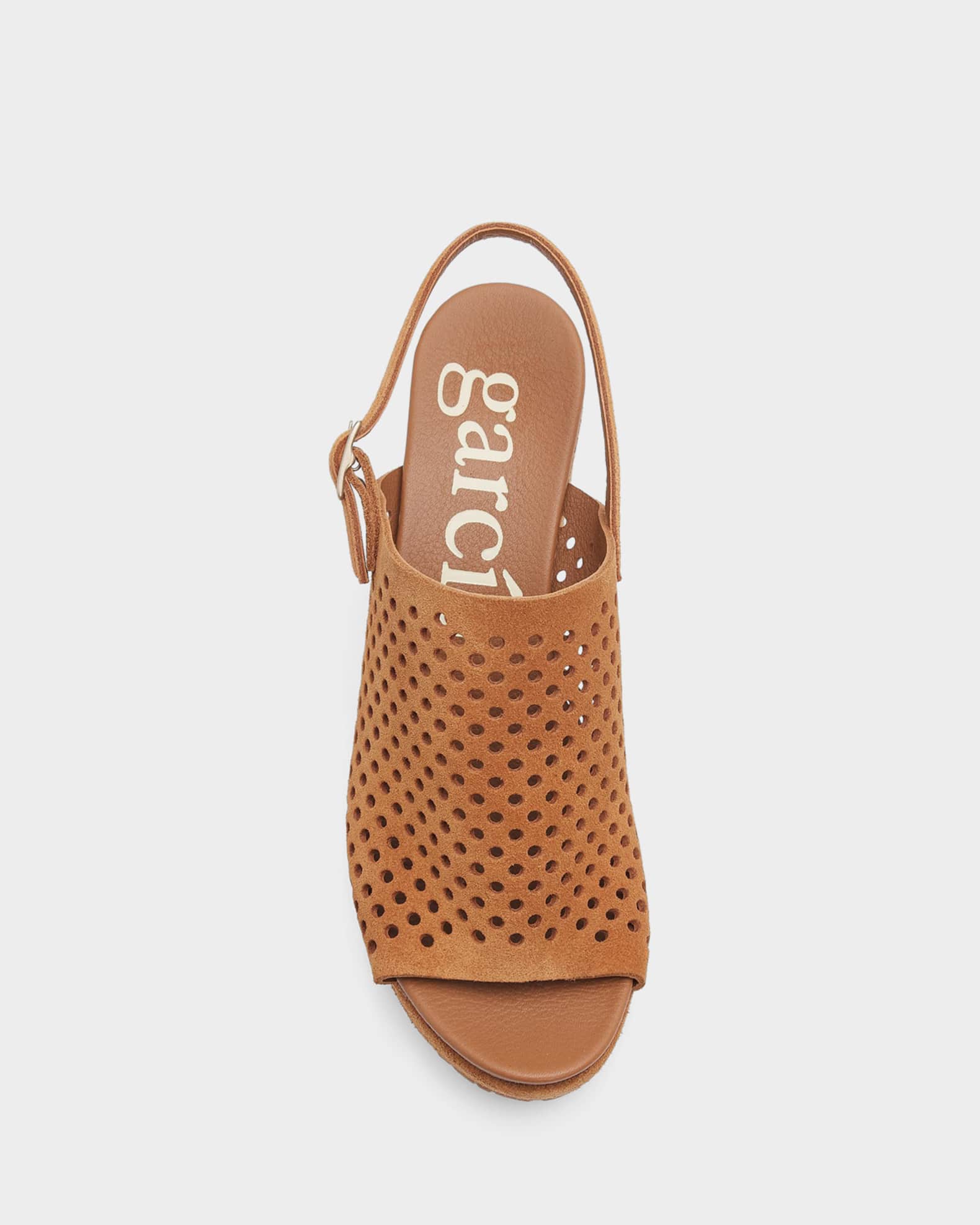 Pedro Garcia 75mm Alvara Perforated Suede Wedge Sandals | Neiman Marcus
