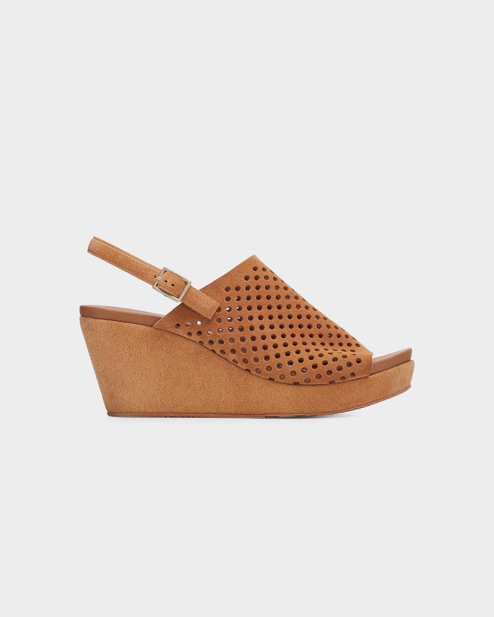 Pedro Garcia 75mm Alvara Perforated Suede Wedge Sandals | Neiman Marcus