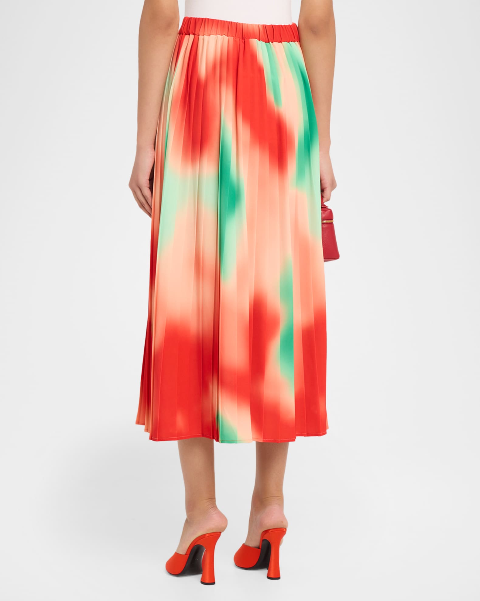 Misook Pleated Crepe Midi Skirt | Neiman Marcus