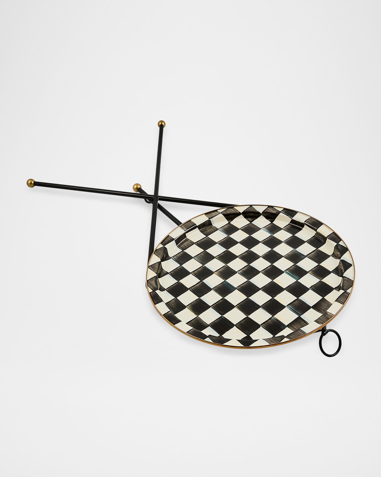 MacKenzie-Childs Courtly Check Enamel Tilt Accent Table | Neiman Marcus
