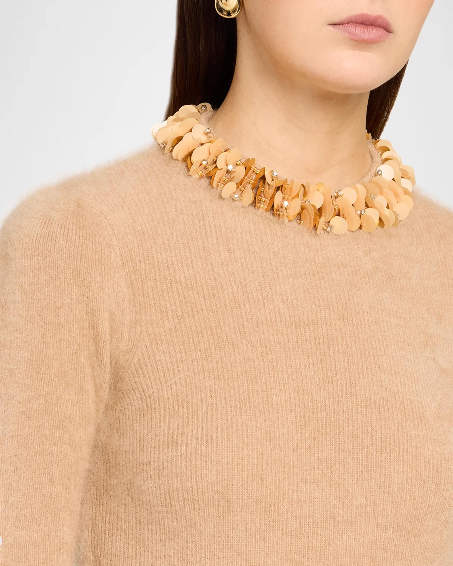 Elie Tahari The Ling Sequin-Trim Fuzzy Knit Sweater | Neiman Marcus