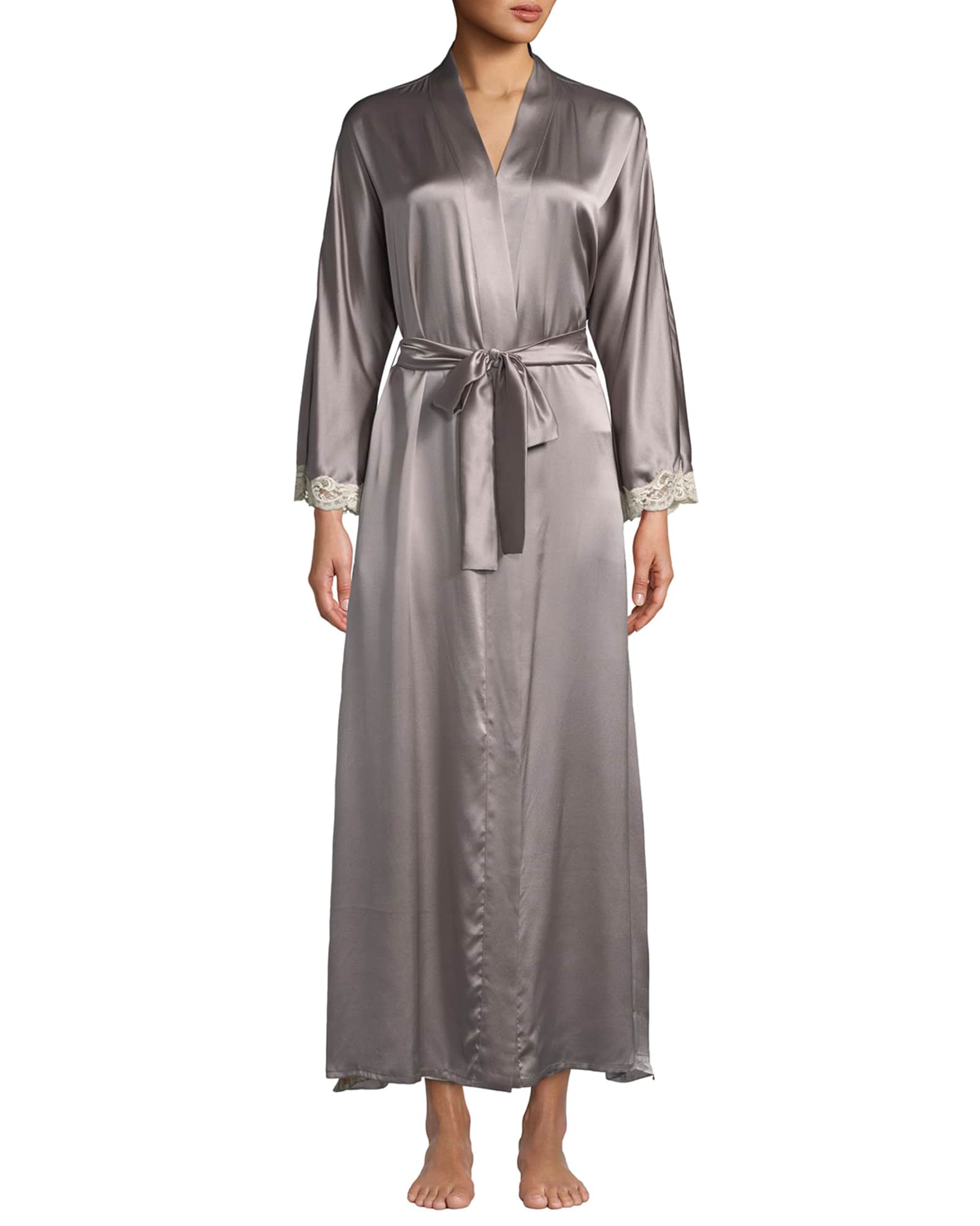 Christine Lingerie Bijoux Long Silk Robe | Neiman Marcus