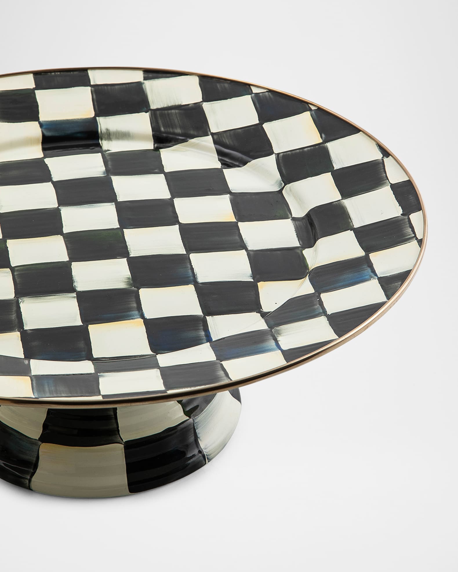 MacKenzie-Childs Courtly Check Enamel Pedestal Platter, Large | Neiman ...