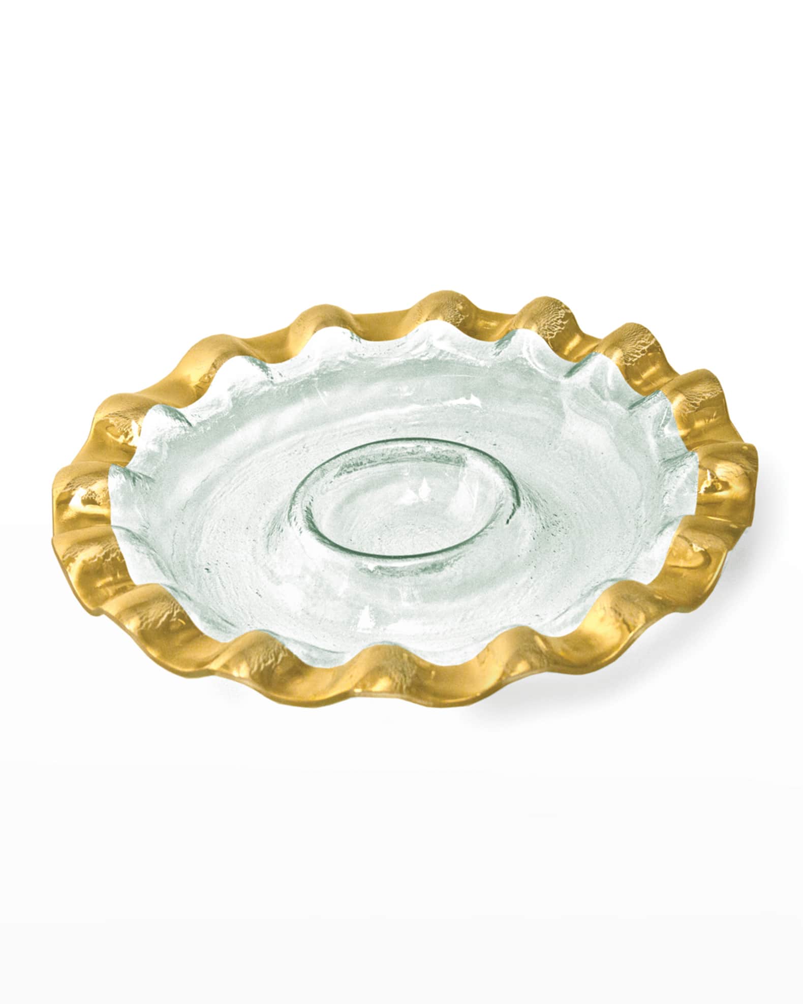 Annieglass Ruffle Gold Chip & Dip Server | Neiman Marcus