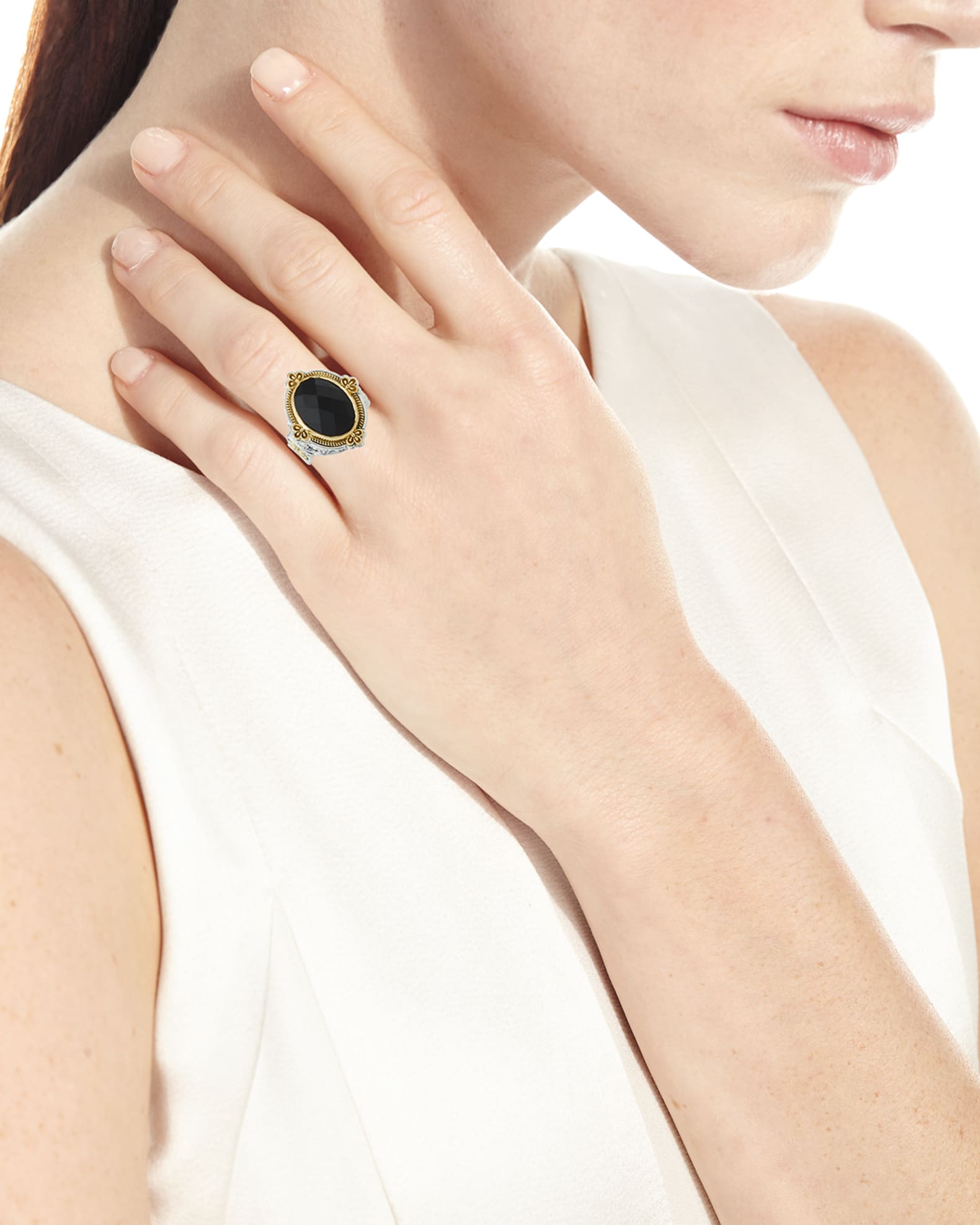 Konstantino Faceted Black Onyx Oval Ring | Neiman Marcus