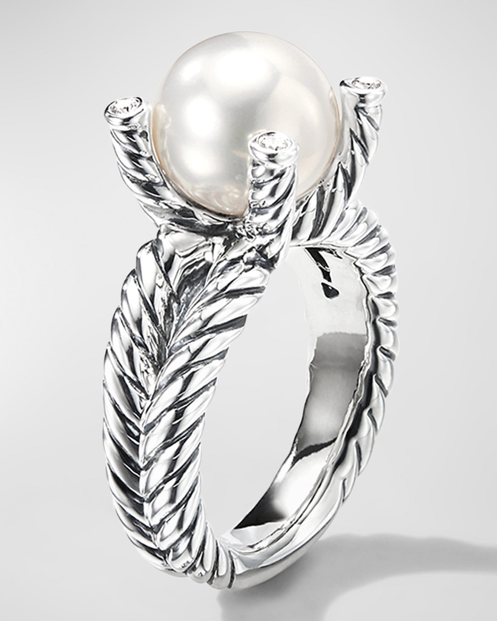 David Yurman Cable Pearl Ring with Diamonds | Neiman Marcus