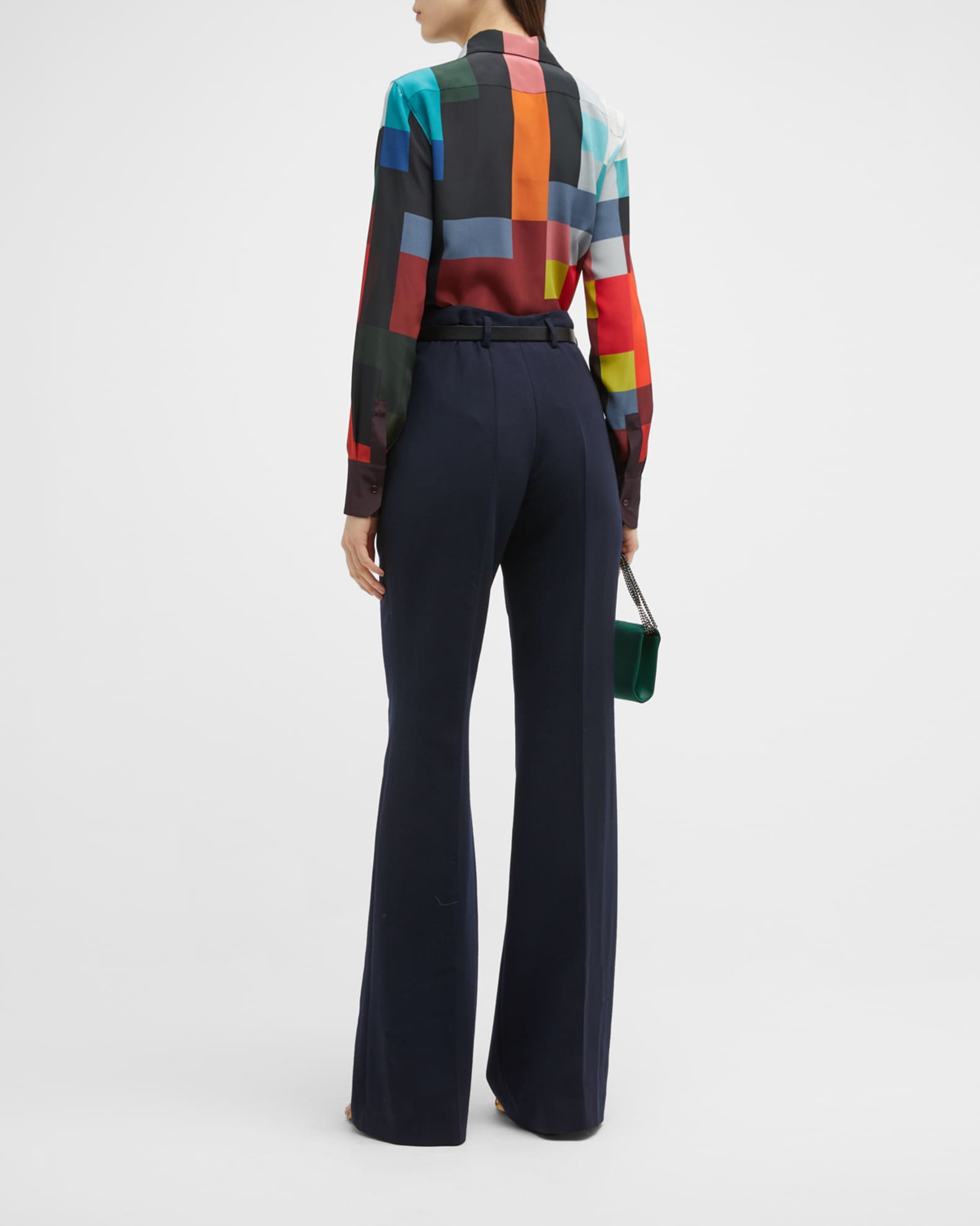 Akris Farrah Boot-Cut Mid-Rise Wool Pants | Neiman Marcus