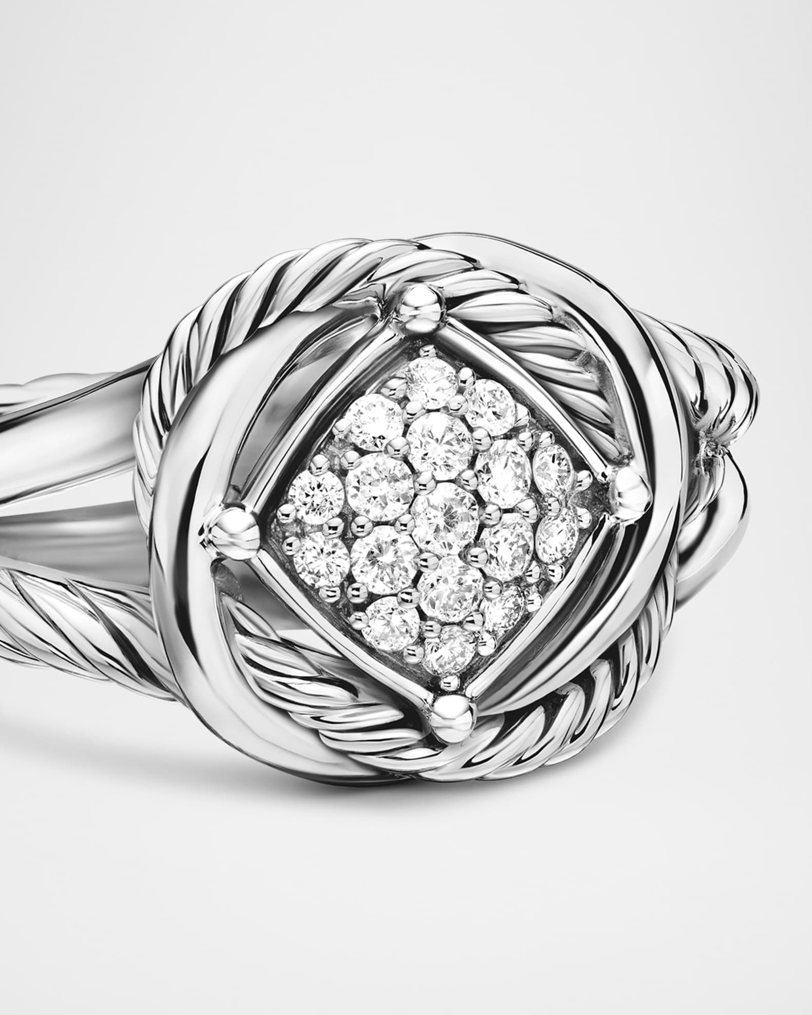 David Yurman Infinity Ring with Diamonds in Silver, 13mm | Neiman Marcus