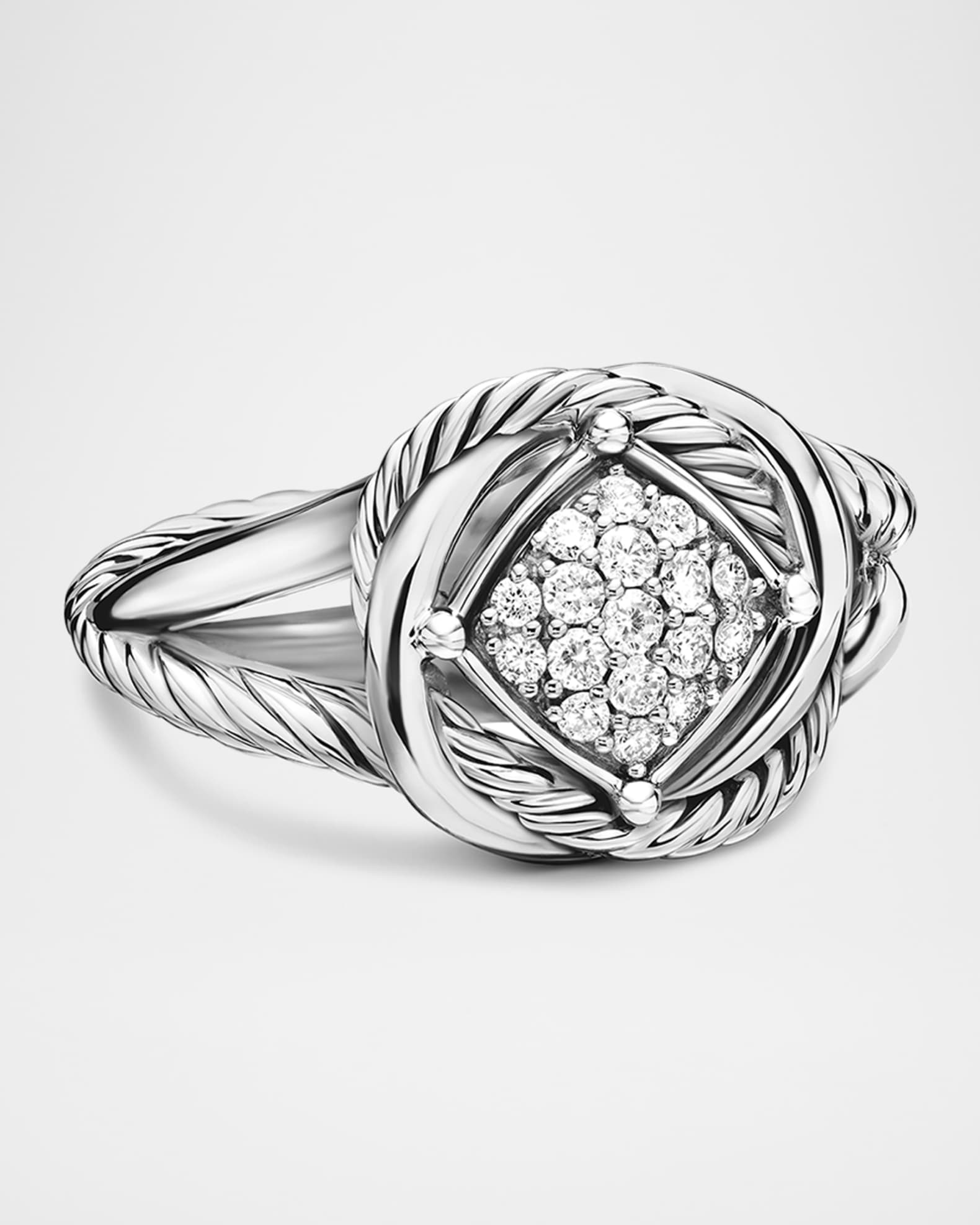 David Yurman Infinity Ring with Diamonds in Silver, 13mm | Neiman Marcus