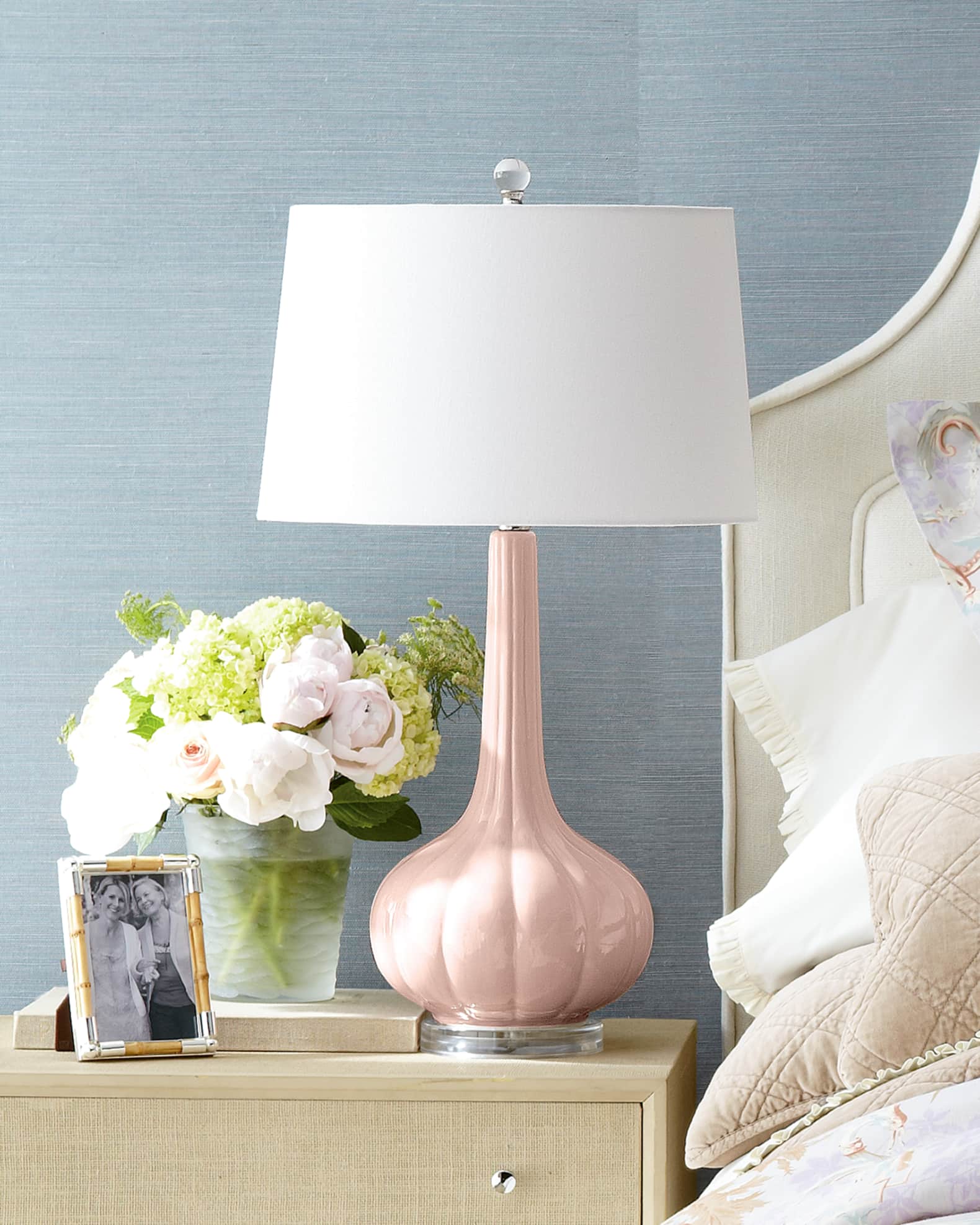 Pastel Pink Fluted Ceramic Lamp | Neiman Marcus